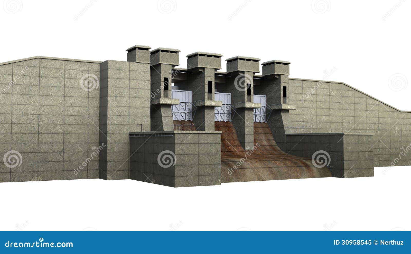 Dam Isolated on White Background Stock Image - Image of gate, arch ...