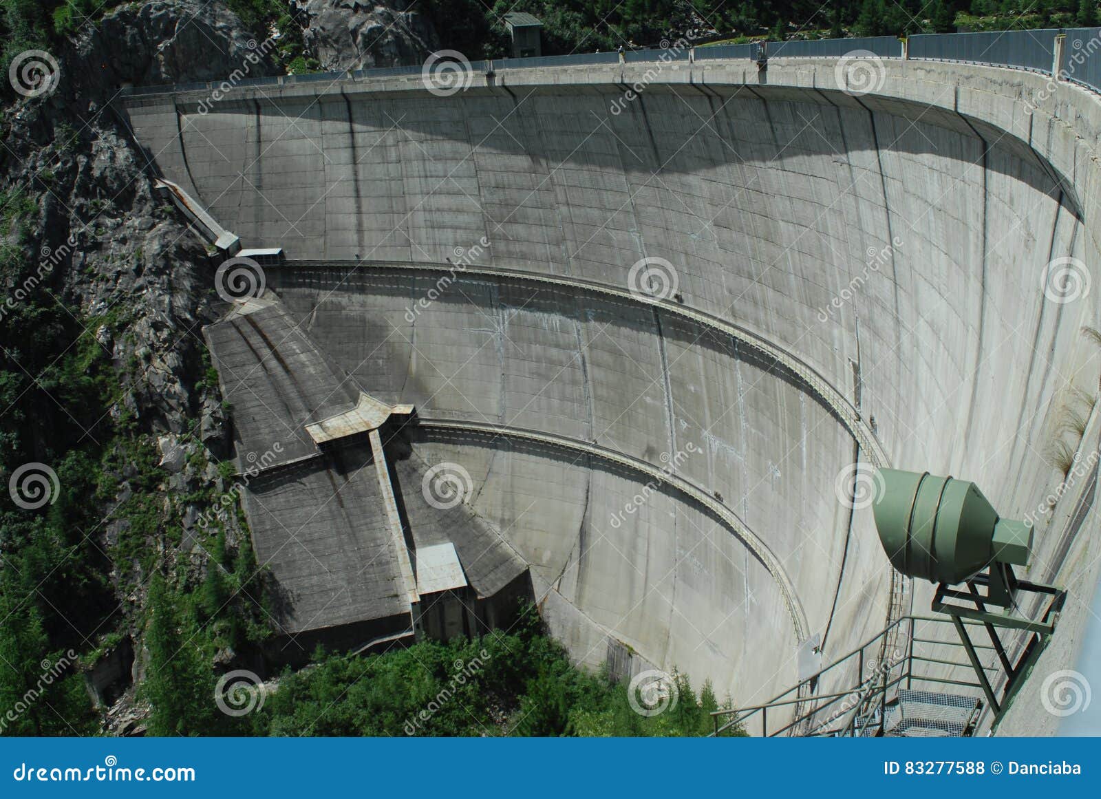 Dam of the Lake Neves in Dolomites Stock Photo - Image of concrete ...