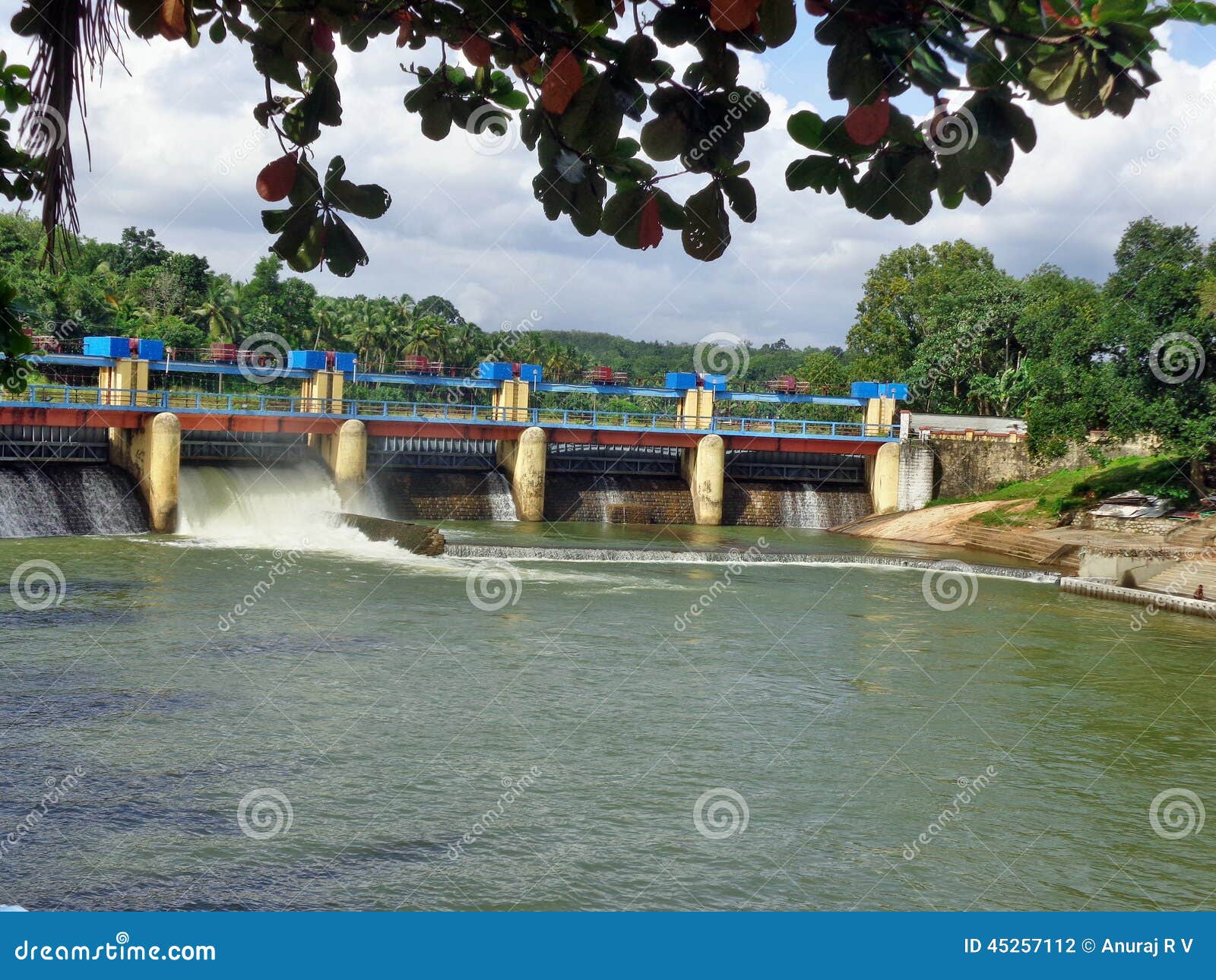 Dam Landscape stock photo. Image of mist, trees, flowing - 45257112