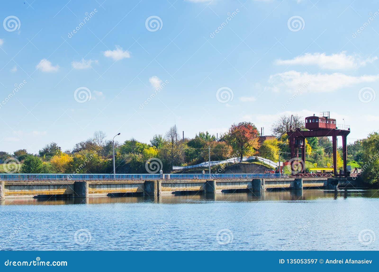 Dam and Lock System on the River Stock Image - Image of construction ...