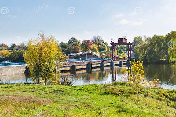 Dam and Lock System on the River Stock Image - Image of rural ...
