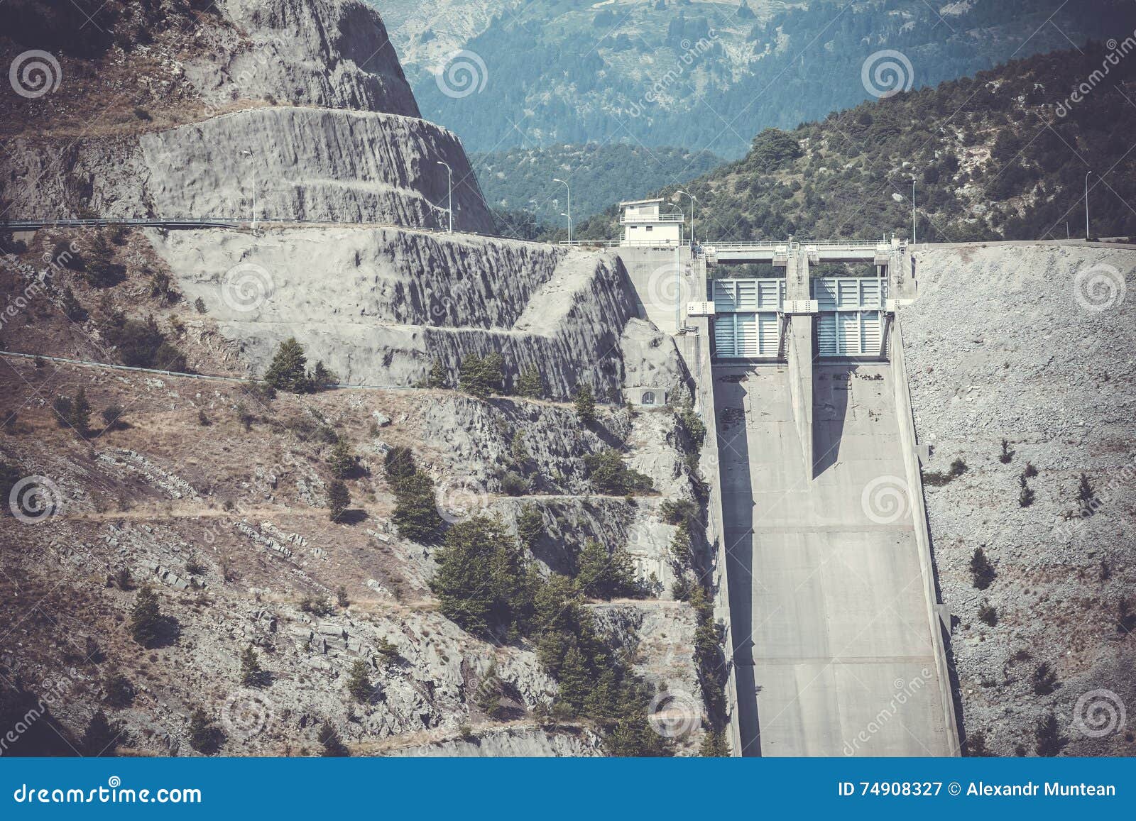 Dam in mountains stock image. Image of built, reservoir - 74908327