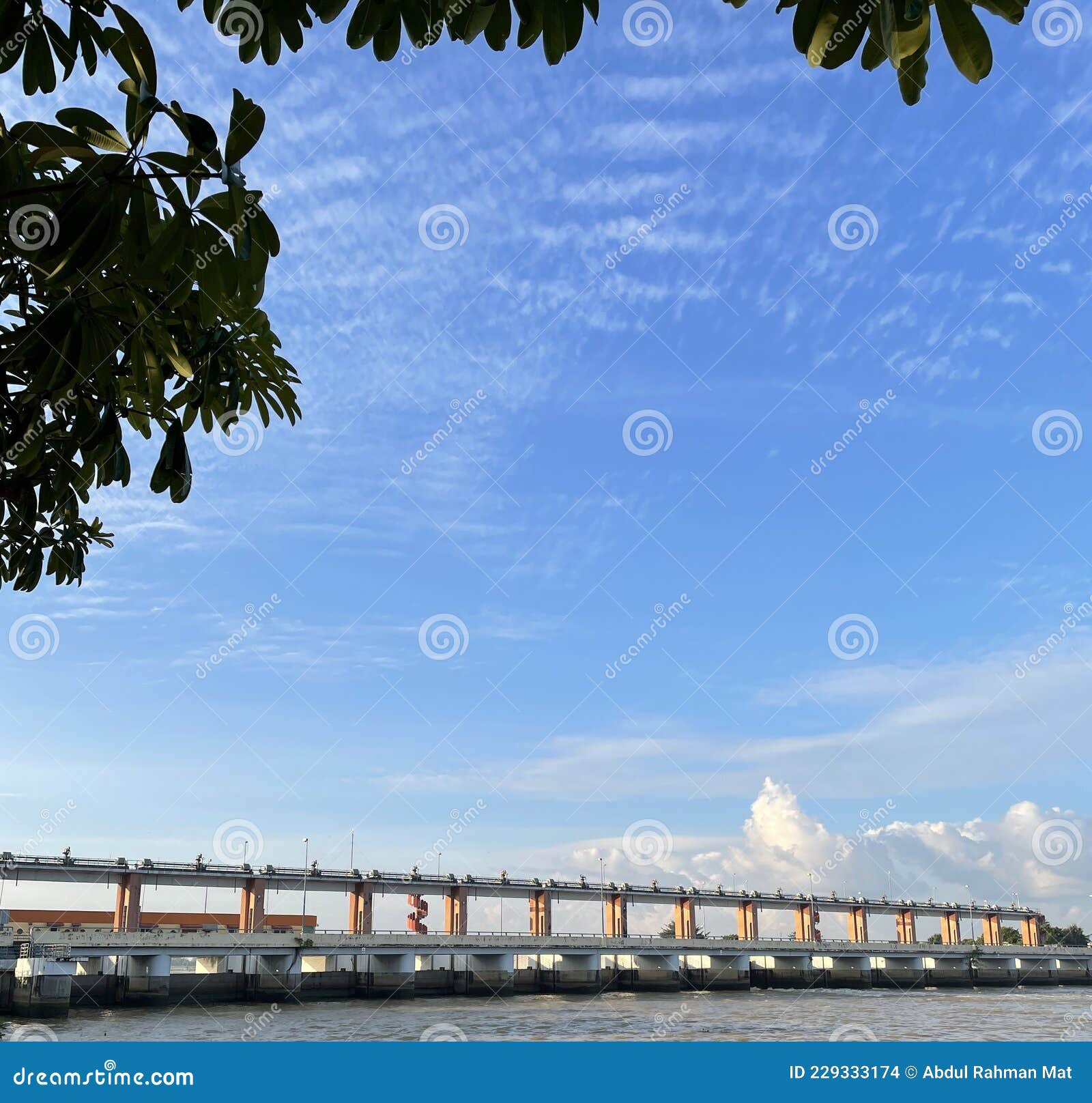 A dam at Muda rivers stock photo. Image of forefront - 229333174