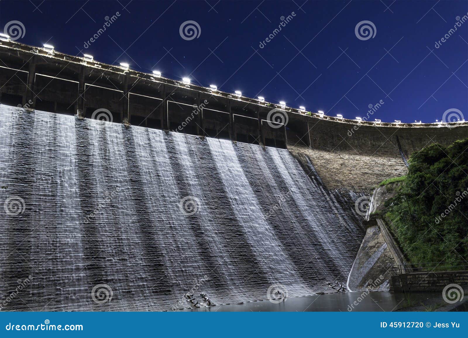 Dam at night stock photo. Image of ligths, blue, landmark - 45912720
