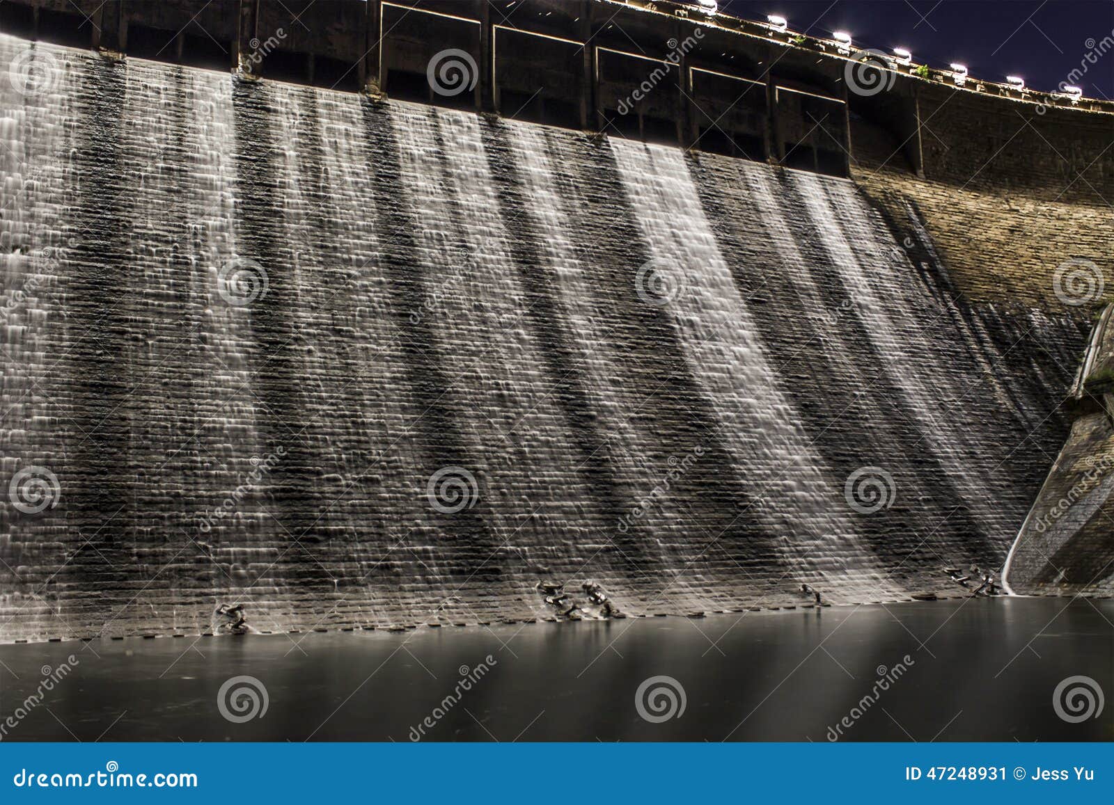Dam at night stock image. Image of engineering, flood - 47248931