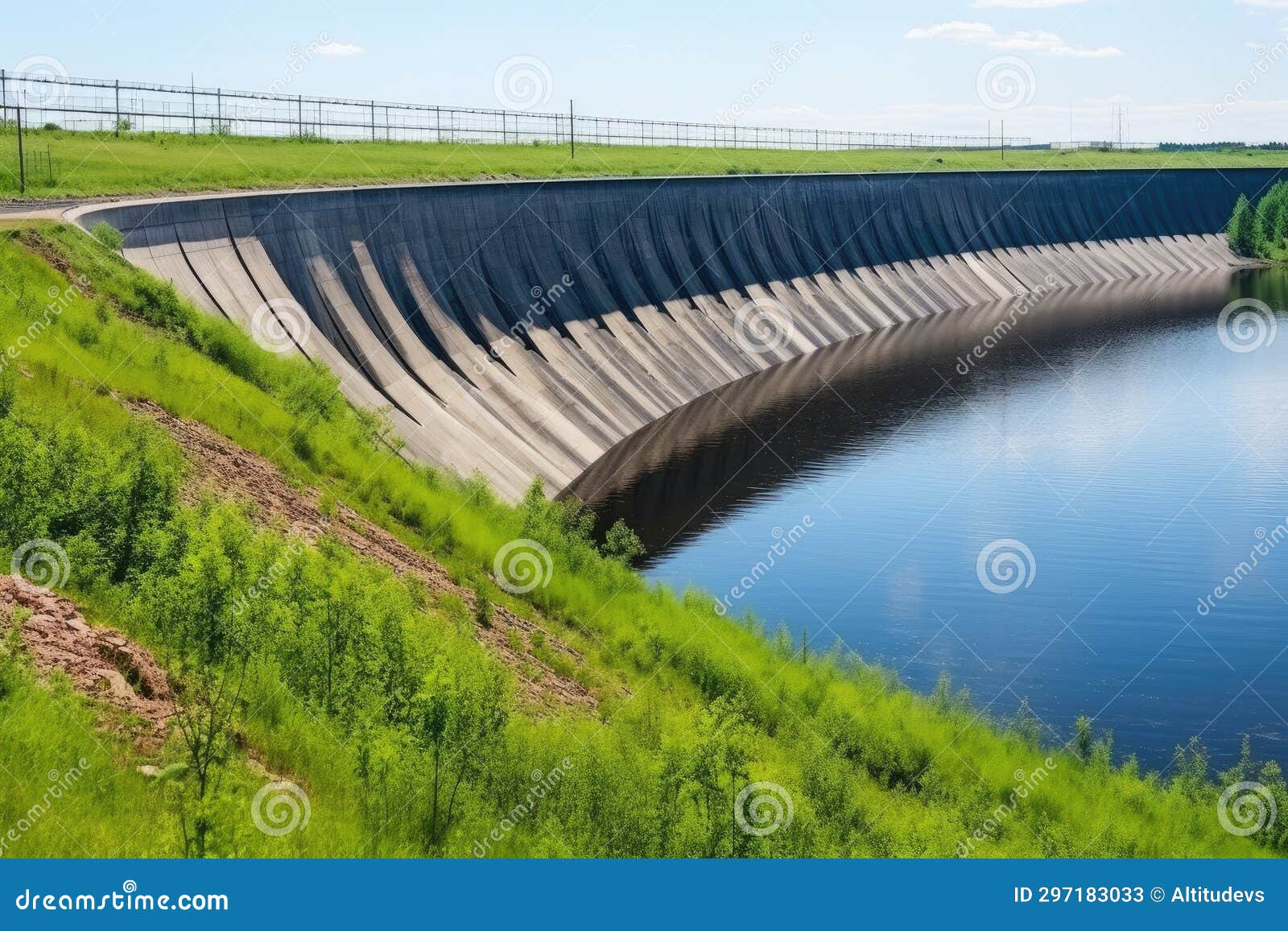 A Dam Obstructing a River, Creating a Reservoir Stock Image - Image of ...