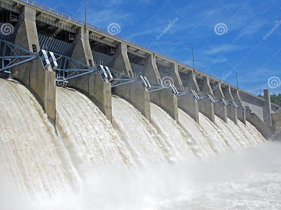 Dam with open spillway stock photo. Image of spillway - 5067244