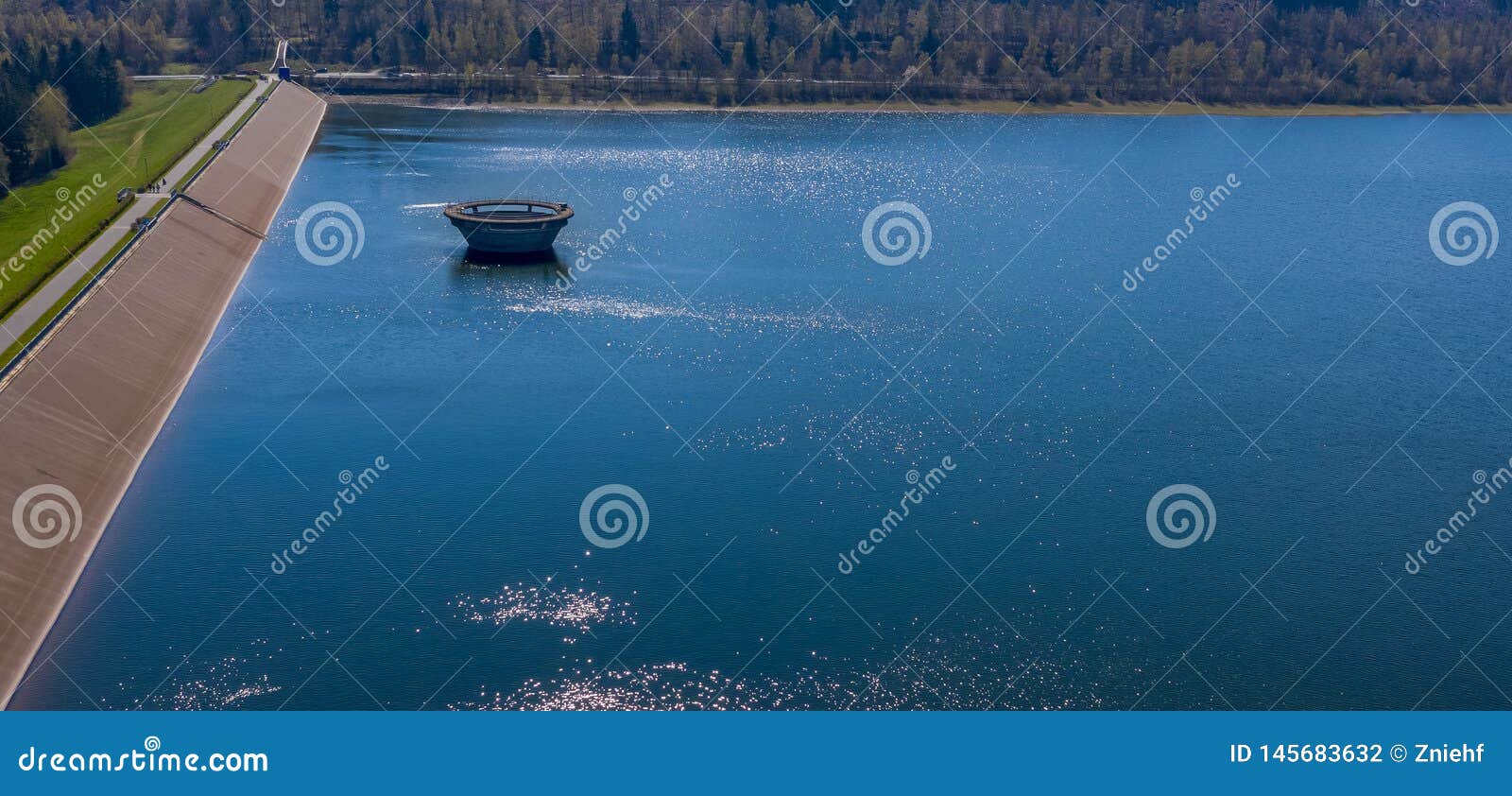 Dam and Outlet Structure of a Large Dam, Aerial Photograph Stock Photo ...