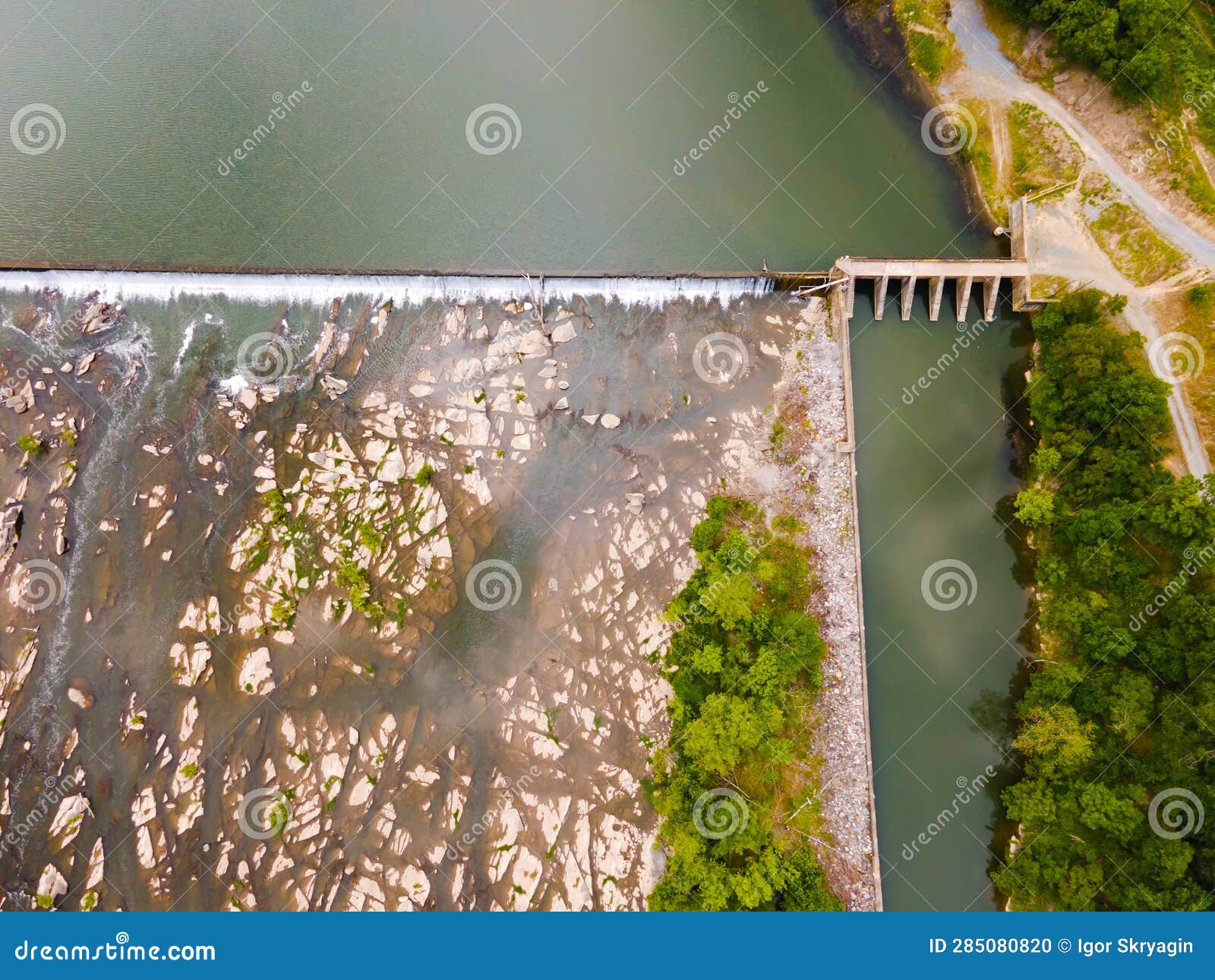 Dam on the River from a Bird S Eye View Stock Photo - Image of ...