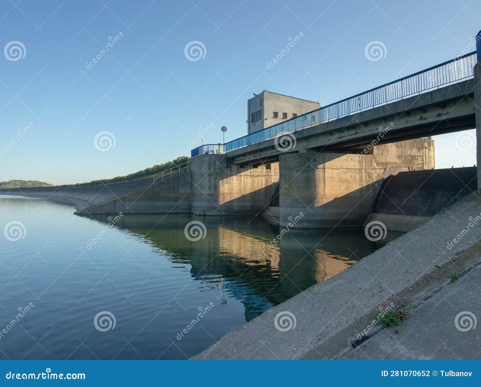 The dam on the river stock photo. Image of river, wall - 281070652