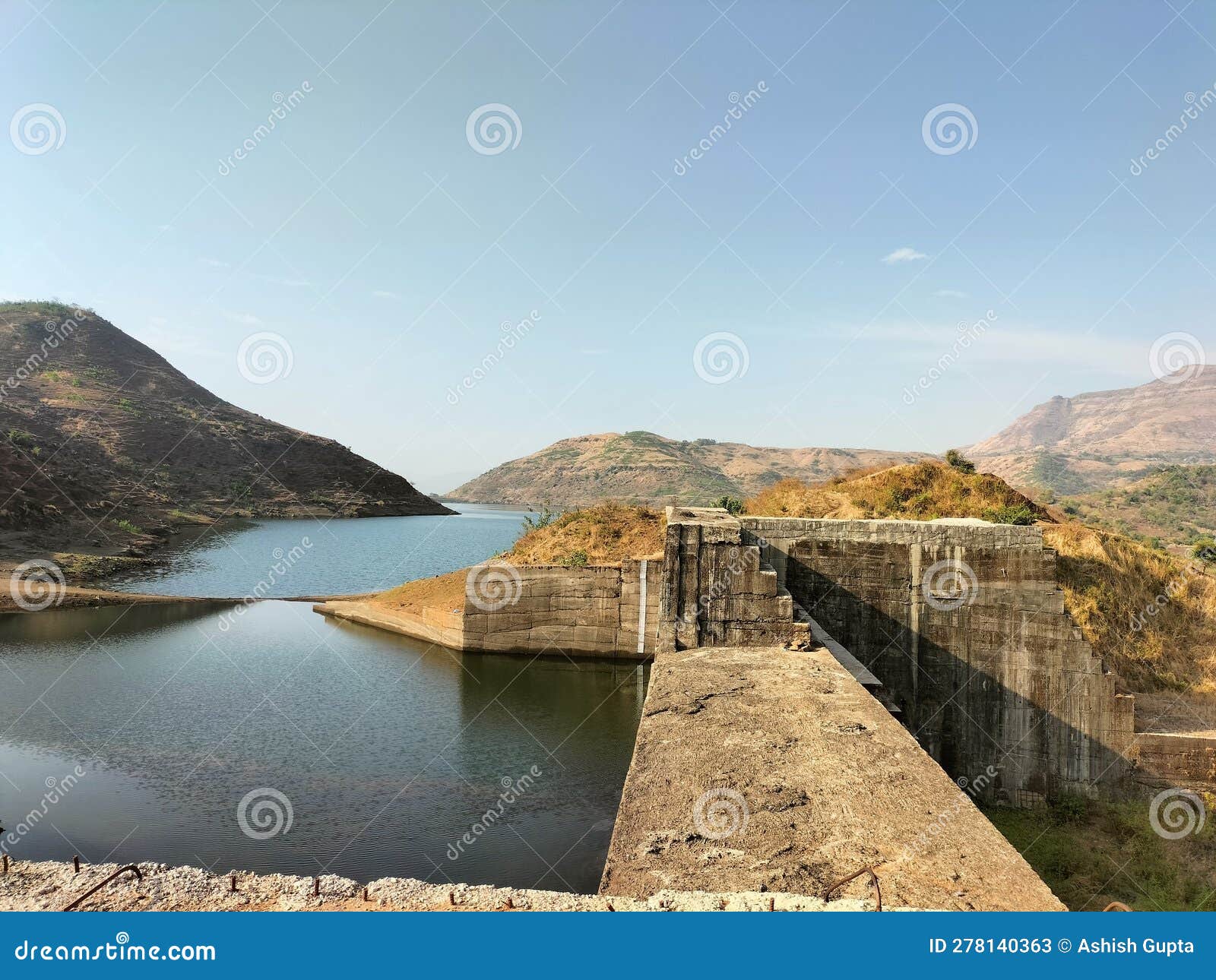 Dam River Bridge Pool Mountain Stock Image - Image of river, bridge ...