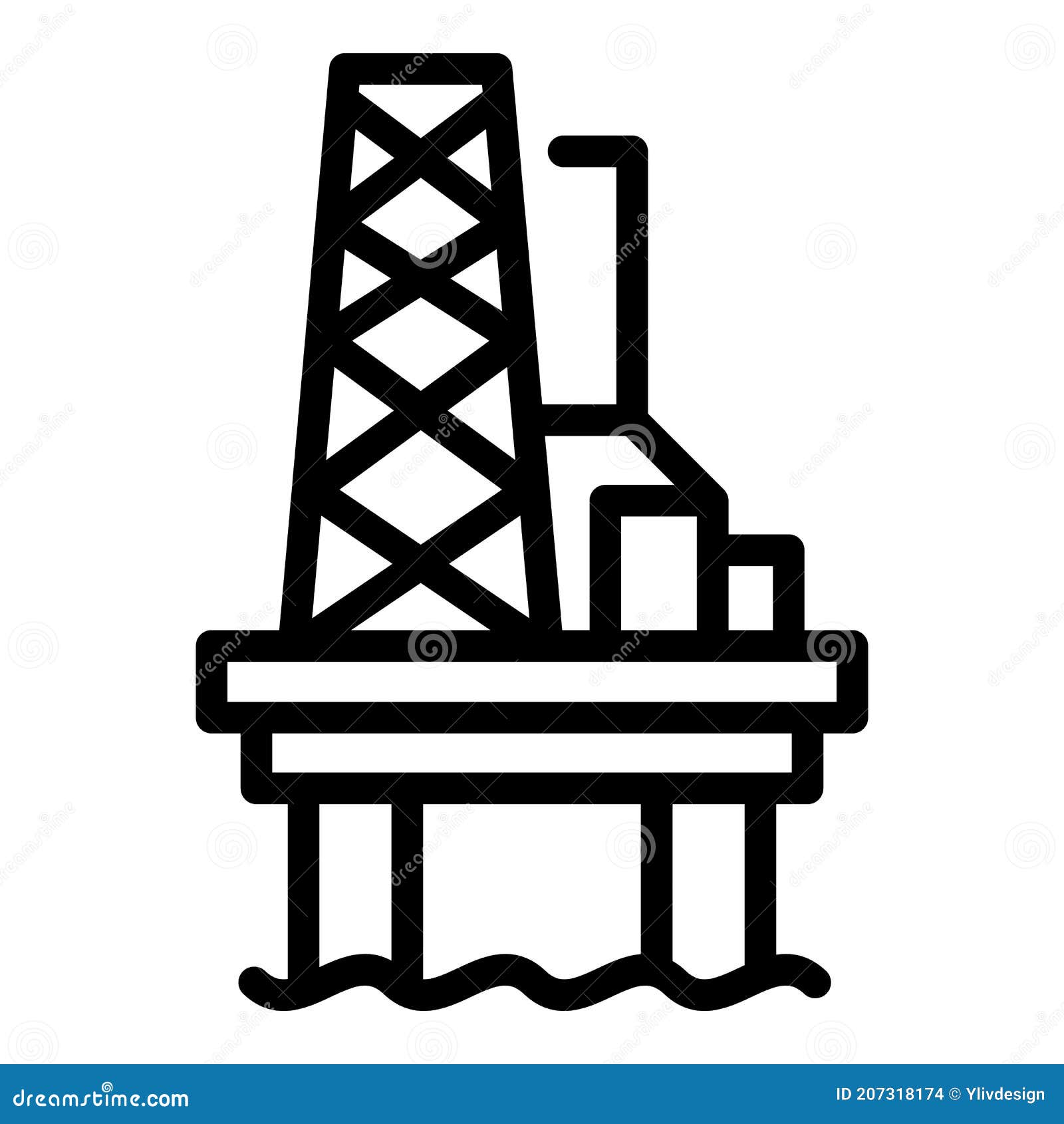 Dam Sea Drilling Rig Icon, Outline Style Stock Illustration ...