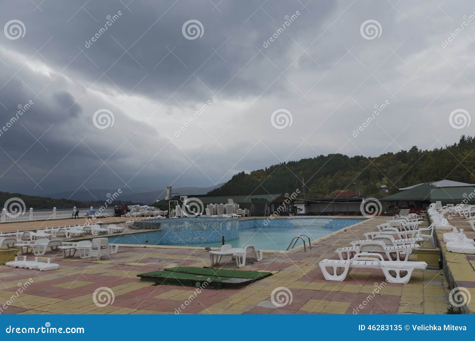 Dam shore resort stock image. Image of pool, grey, shore - 46283135