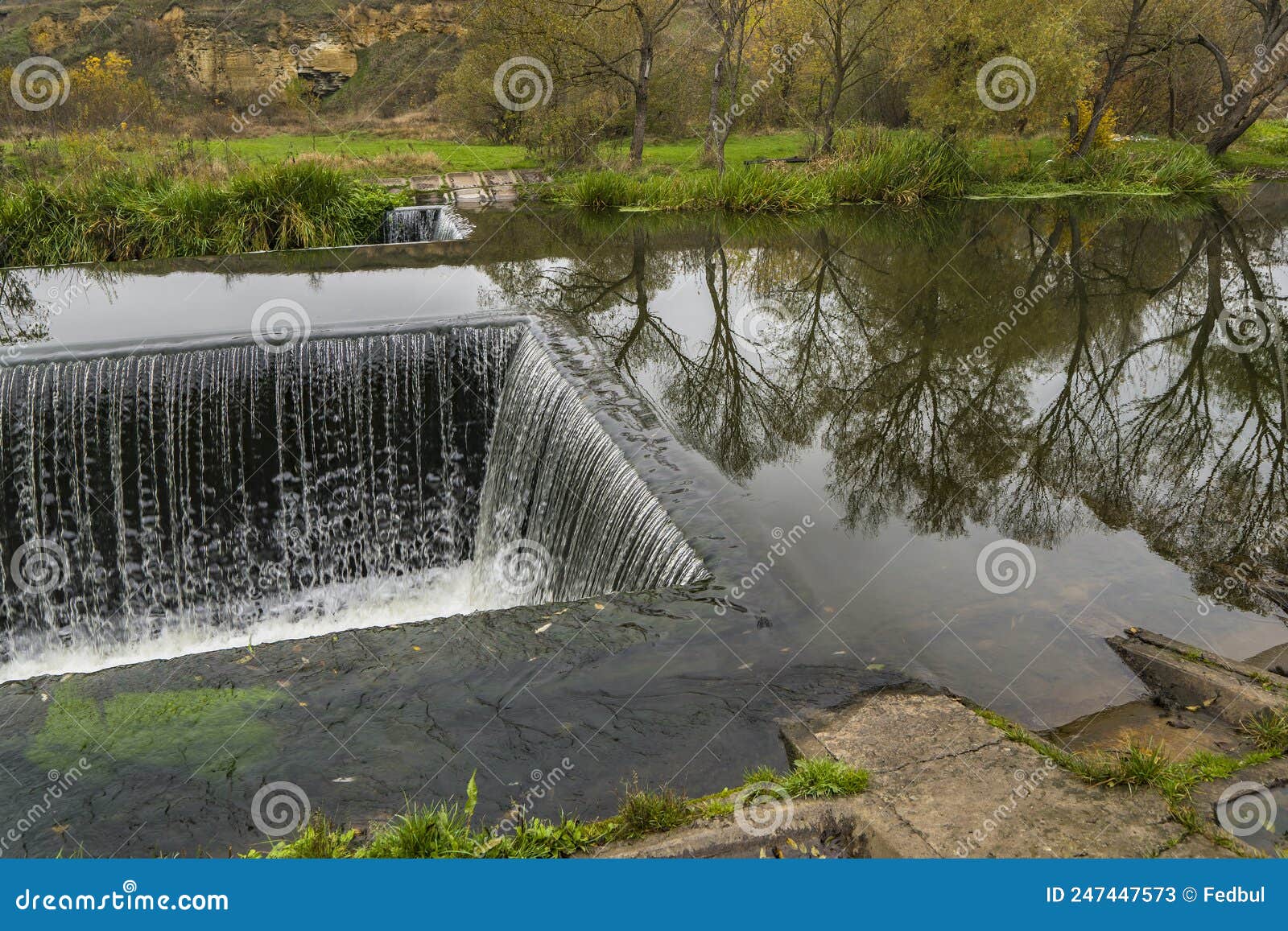Dam Sluice on Small River. Gateway Channel with Waterfall Stock Image ...