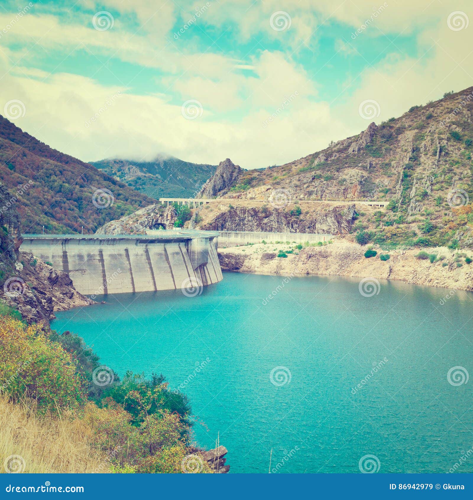 Dam in Spain stock image. Image of countryside, bridge - 86942979