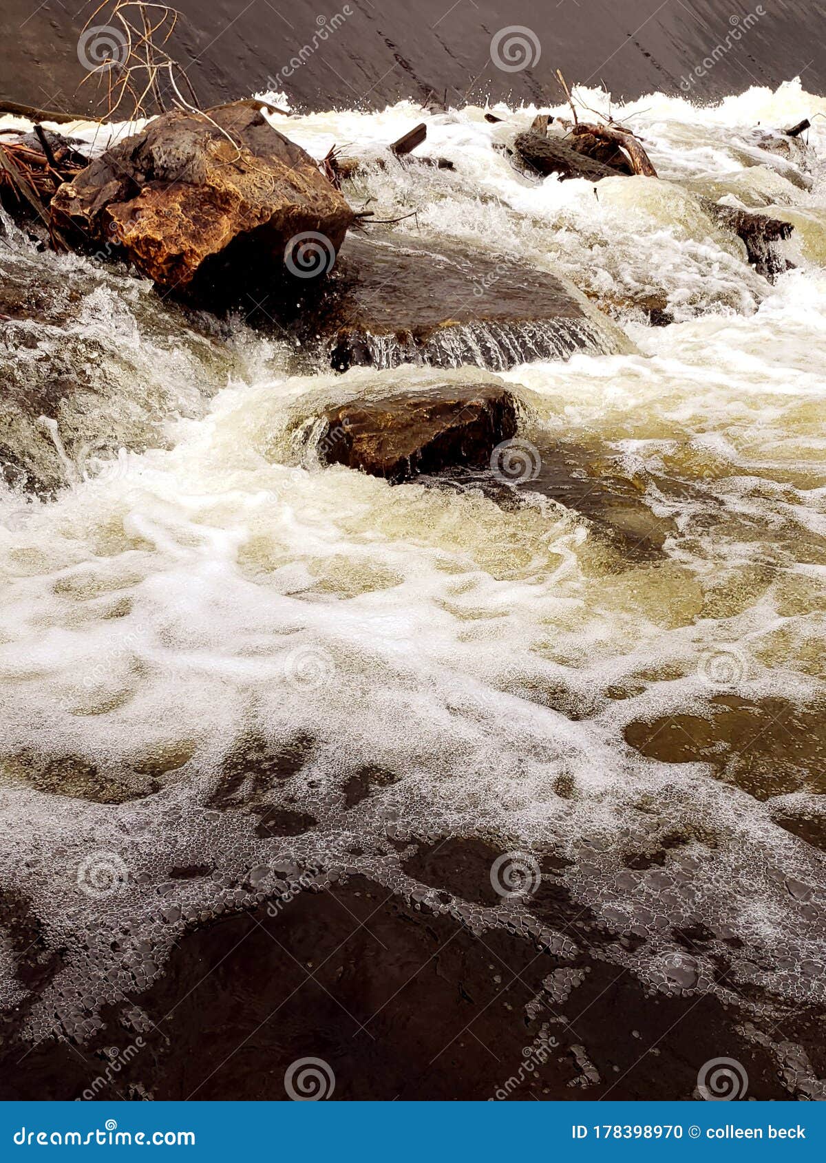 Dam spring thaw stock photo. Image of wave, waterfall - 178398970