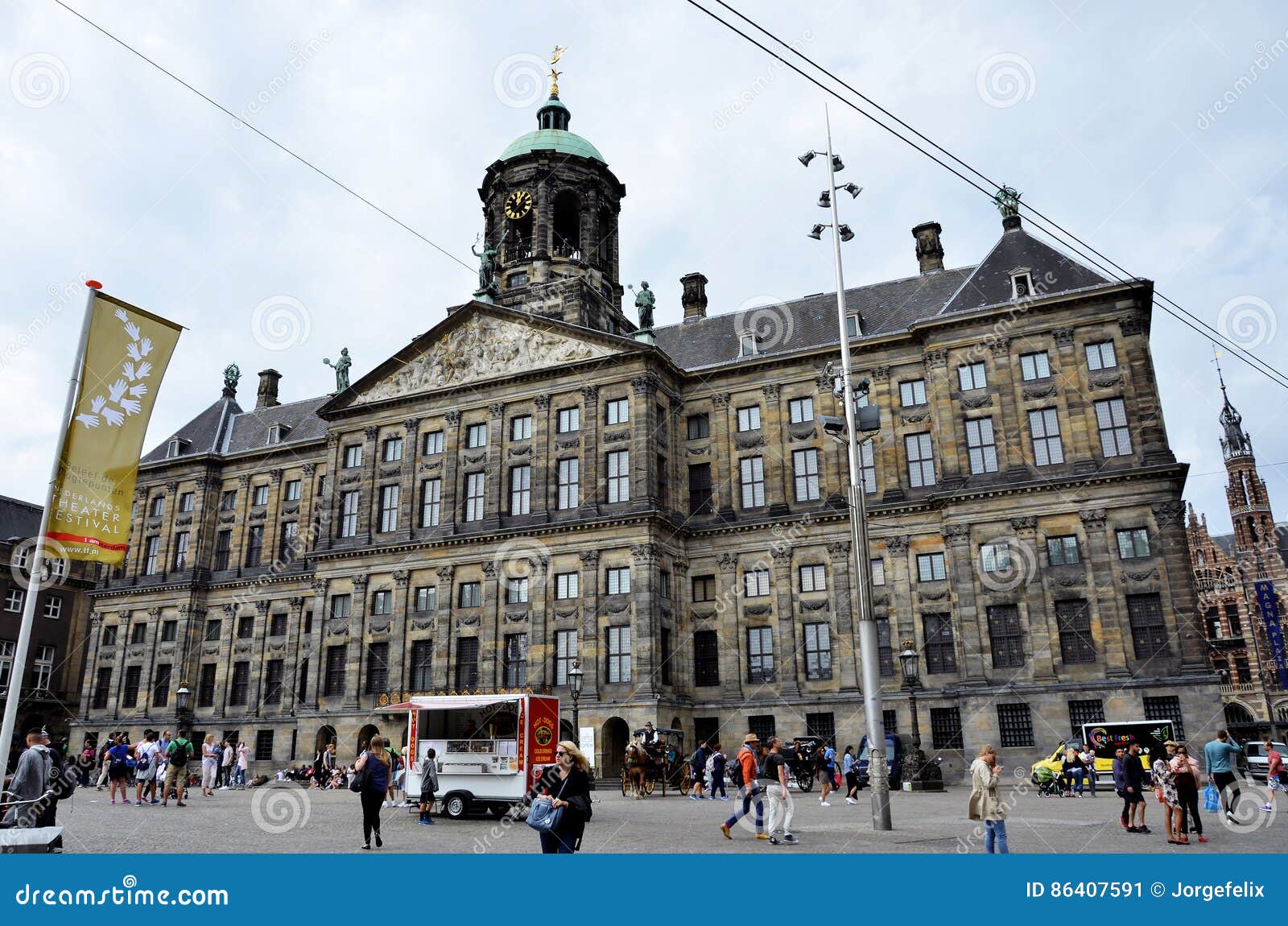 Dam Square in Amsterdam editorial photo. Image of touristic - 86407591