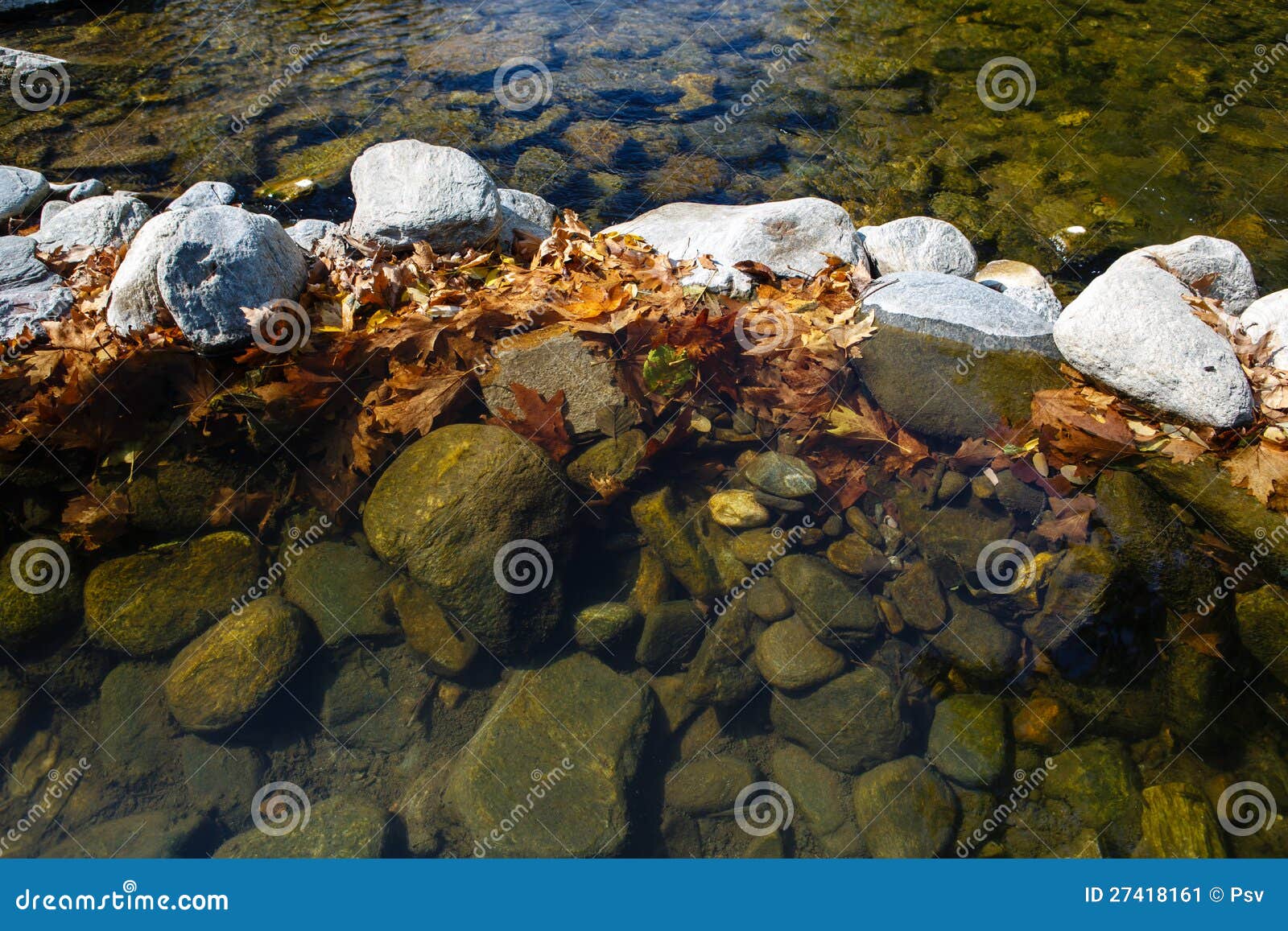 Dam from Stones on the Mountain River Stock Image - Image of stream ...