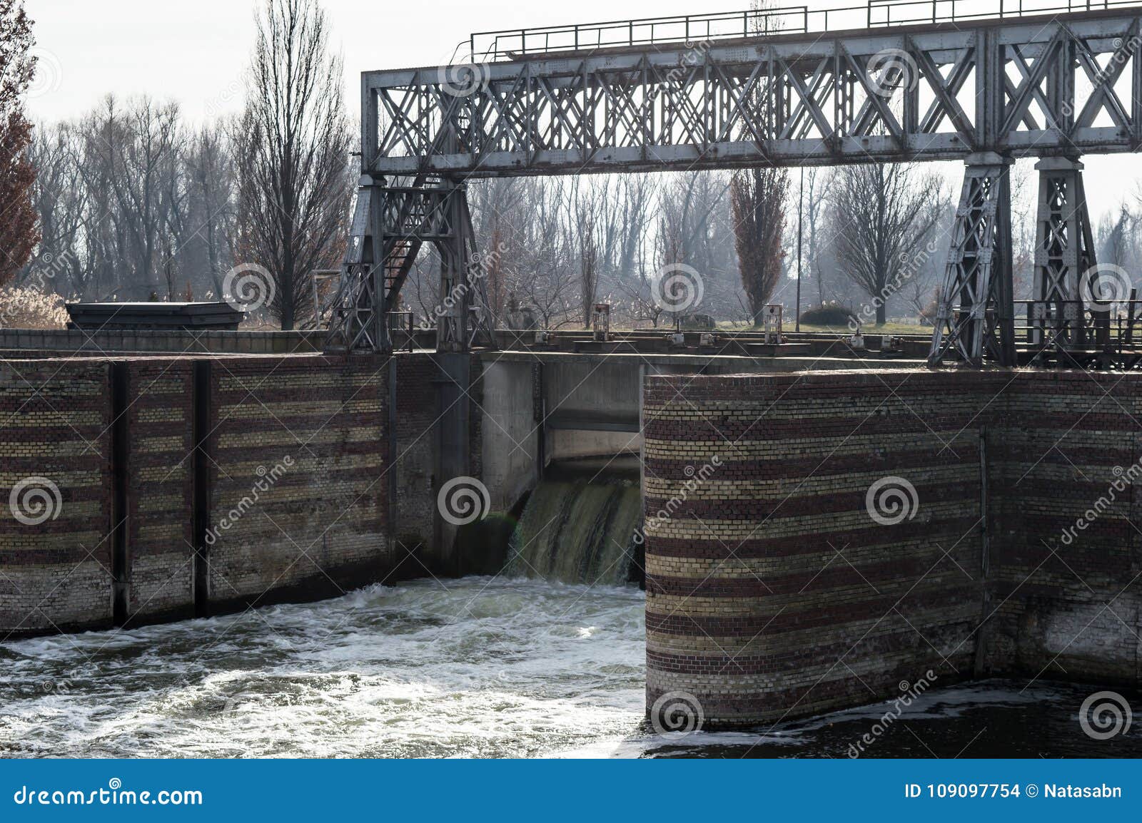 Dam on the River stock photo. Image of embouchure, irrigation - 109097754