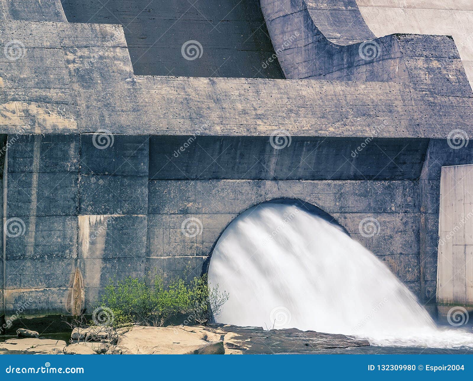 Dam and Turbines of a Hydroelectric Power Station with Falling Water ...