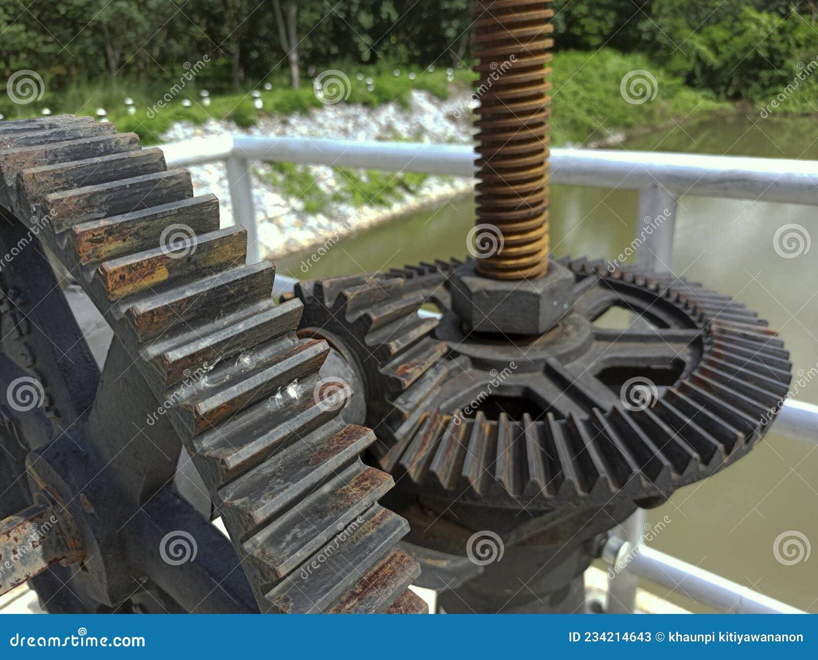 Dam valve in the village stock image. Image of machine - 234214643