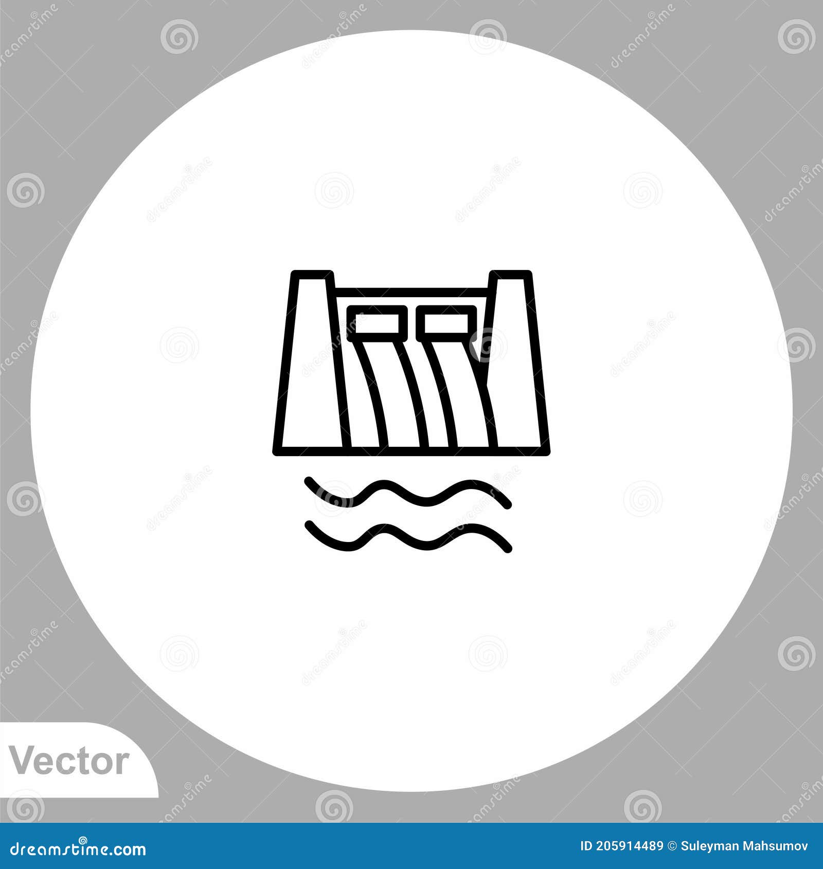 Dam Vector Icon Sign Symbol Stock Vector - Illustration of outline ...