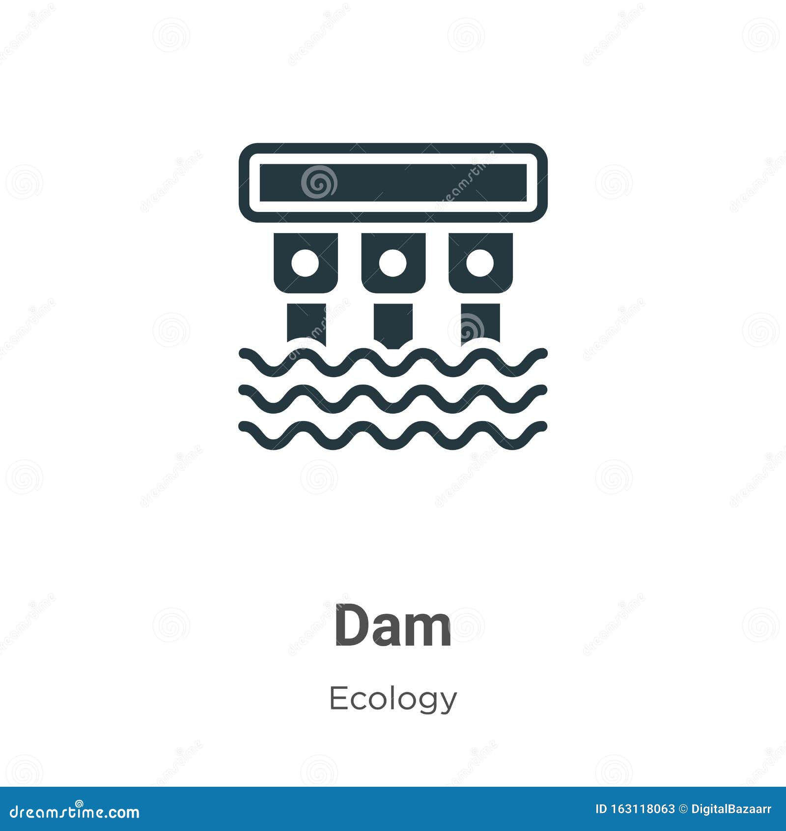Dam Vector Icon On White Background. Flat Vector Dam Icon Symbol Sign ...