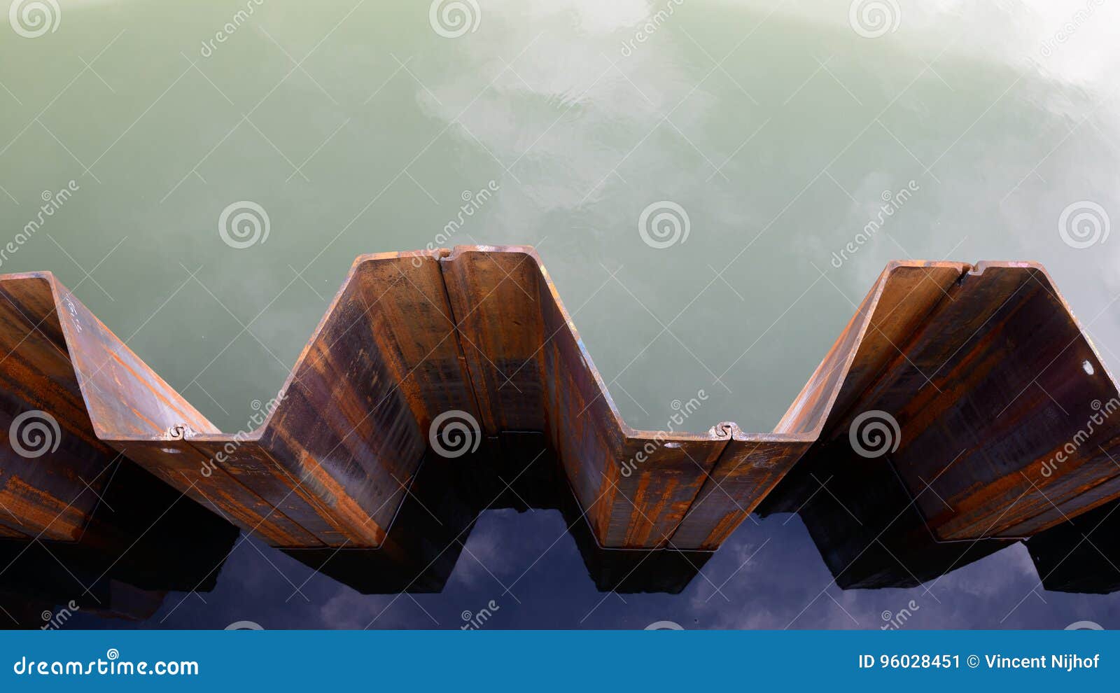 Dam Wall of Sheet Piling, Top View Stock Image - Image of water ...