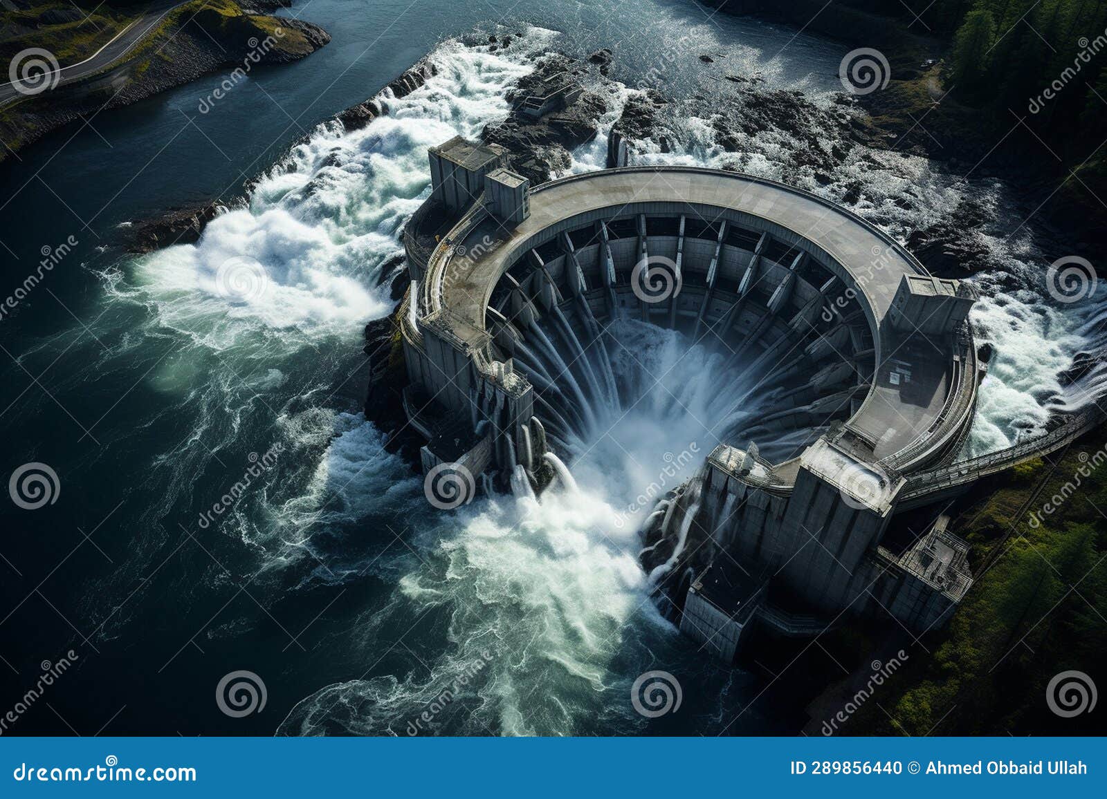 Dam Water Discharge from Above. Generative by Ai Stock Photo - Image of ...