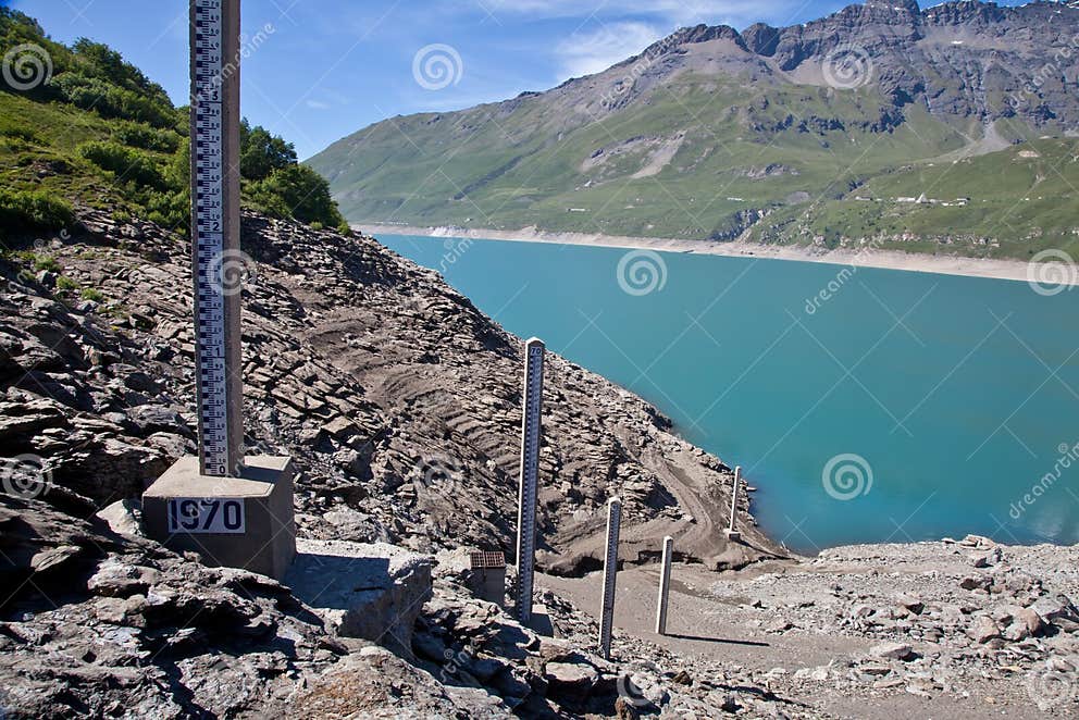 Dam Water Level Measurement Stock Image - Image of outside, moncenisio ...