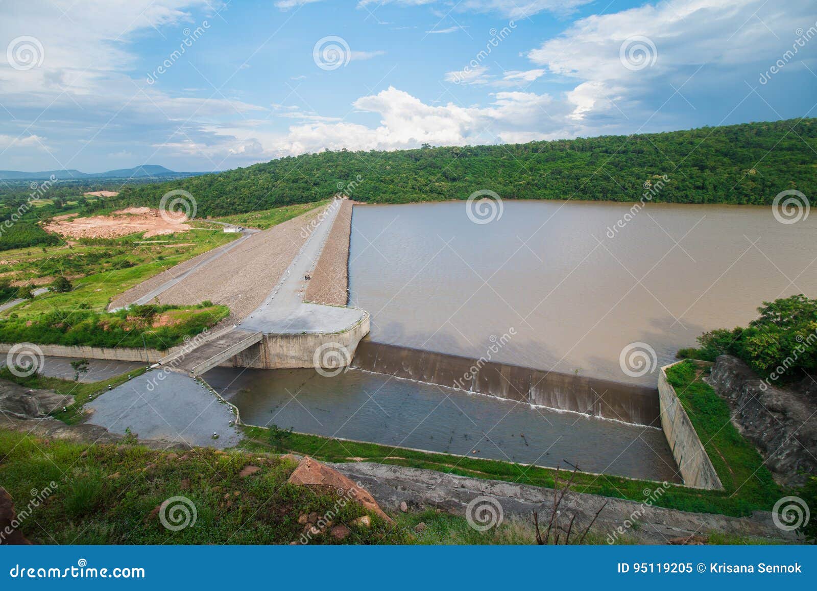 Dam water release stock image. Image of cement, mountain - 95119205