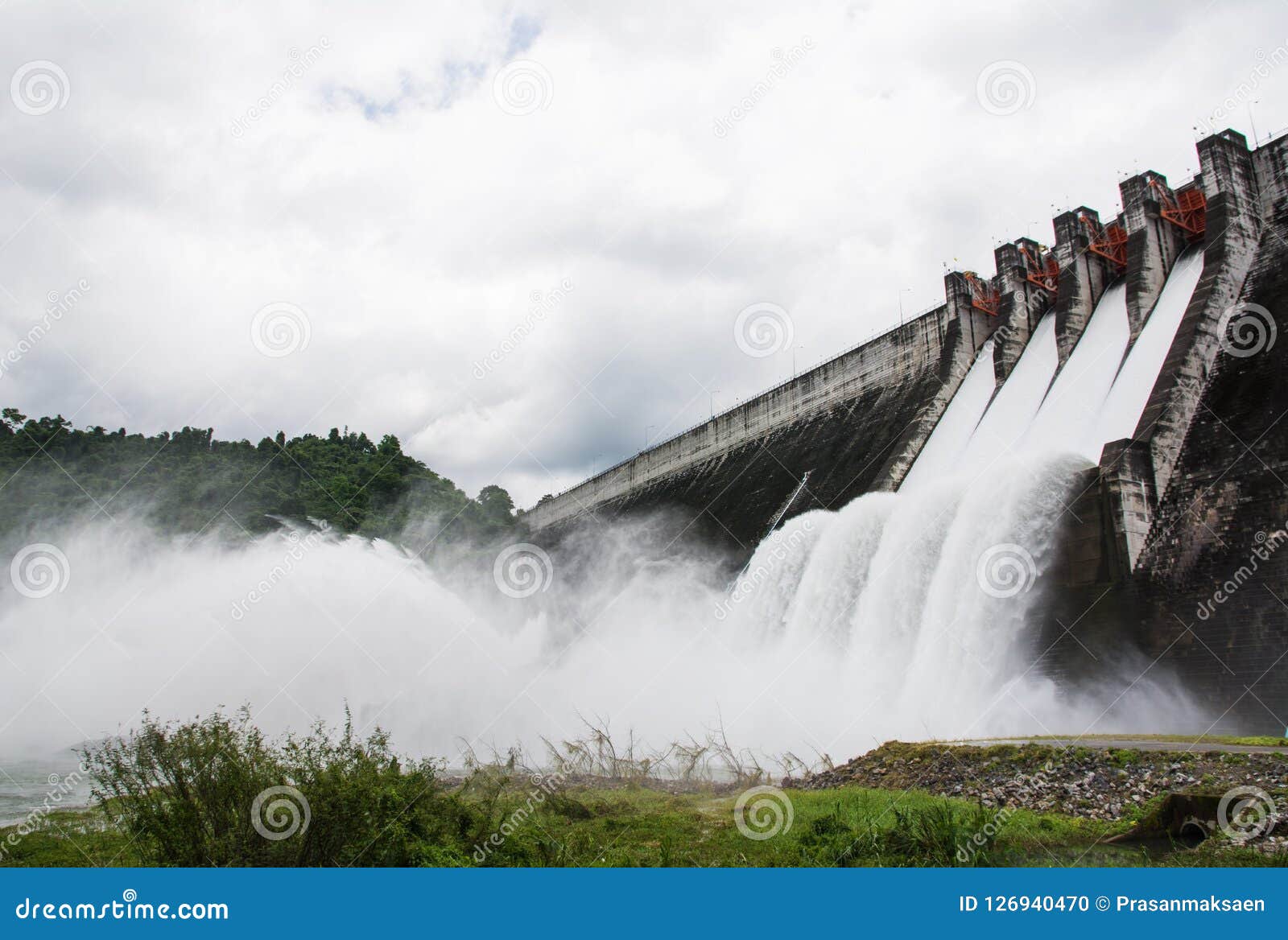 Dam water release stock photo. Image of hydro, reservoir - 126940470
