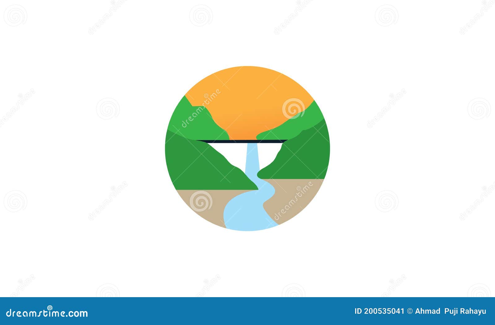 Dam with Waterfall Nature View Logo Vector Icon Design Stock Vector ...