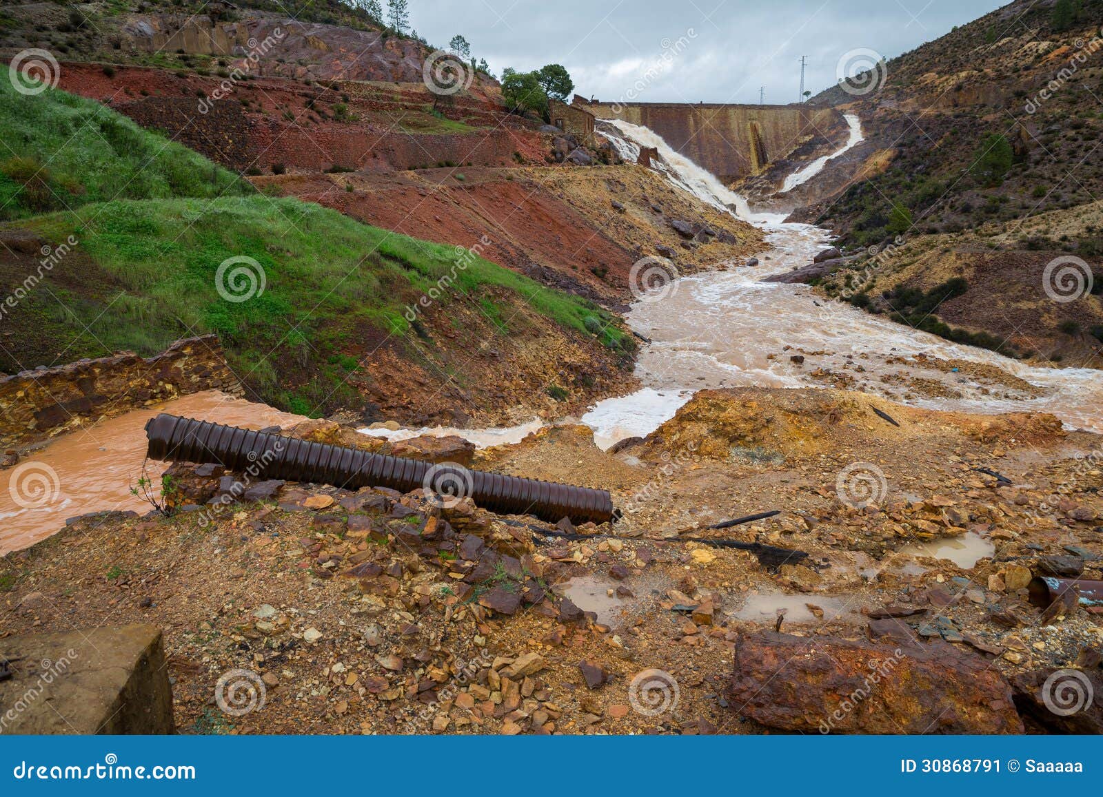 View Of The Overflow Near A Stone Hydro Power Plant. Royalty-Free Stock ...