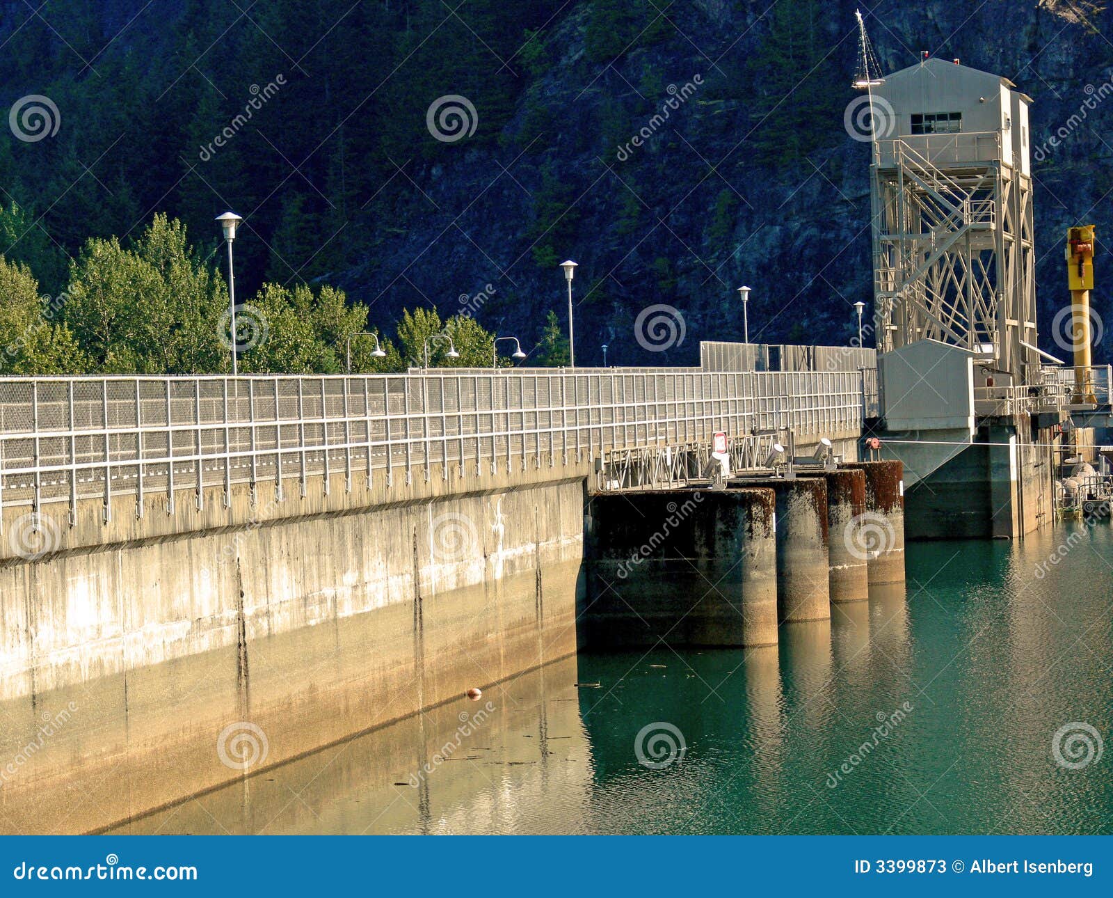 Dam Works stock image. Image of structure, fence, concrete - 3399873