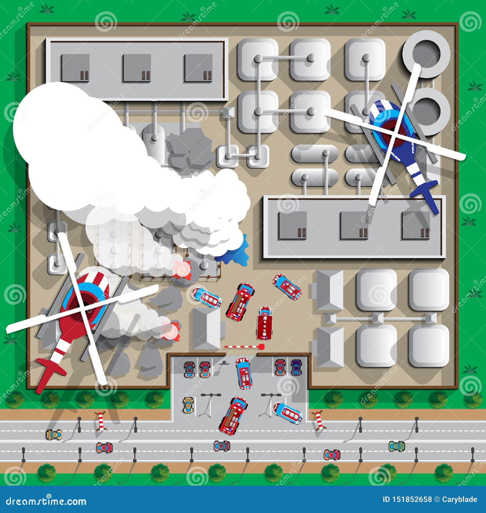 Manufacture Accident, Explosion, Smoke At Production Factory. Broken ...