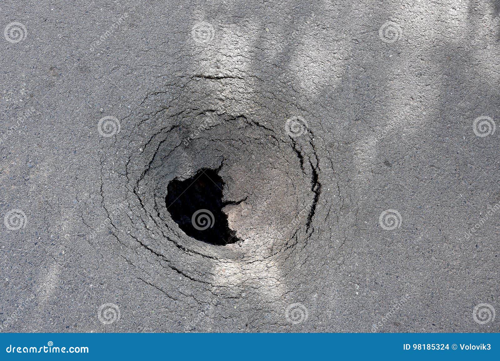 Damage in the Asphalt Pavement in the Form of a Crater. Stock Photo ... Damage in the Asphalt Pavement in the Form of a Crater. Stock Photo ...