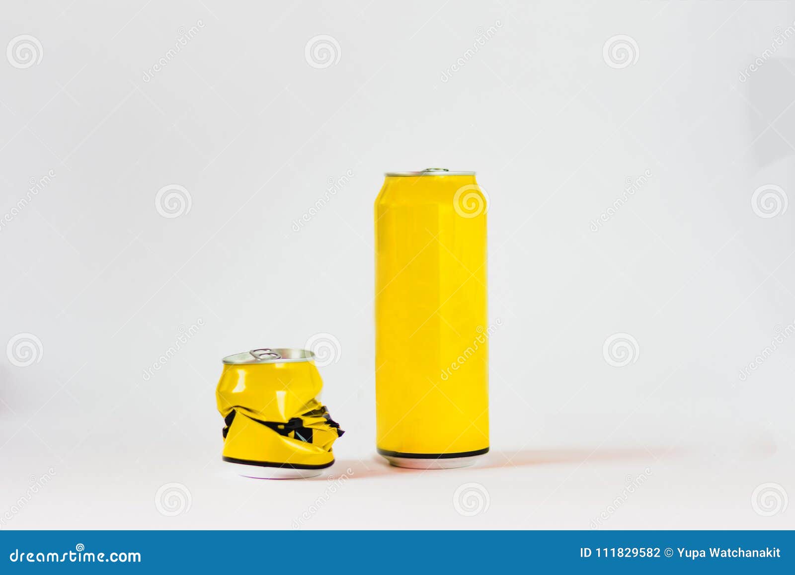 Damage Beverage Can and Yellow Can Stock Photo - Image of food, alcohol ...