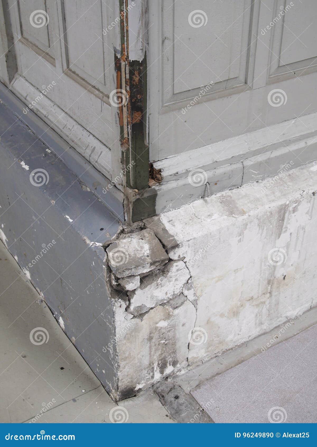 Damage corner in a house stock photo. Image of construction - 96249890