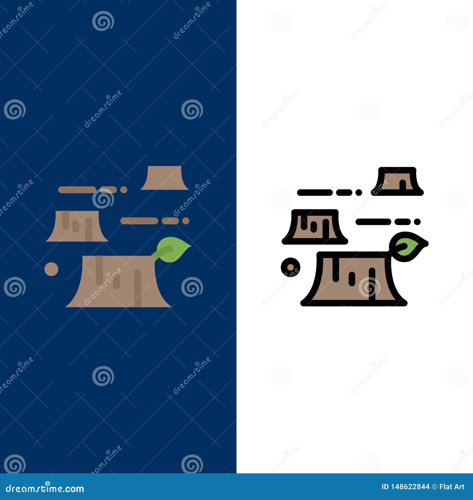 Damage, Deforestation, Destruction, Environment Icons. Flat and Line ...