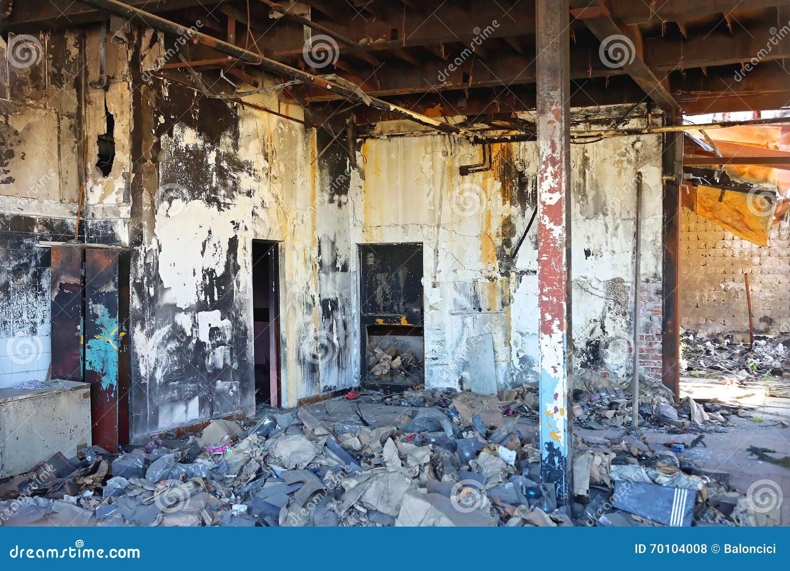 Damage Factory Fire stock photo. Image of maintenance - 70104008