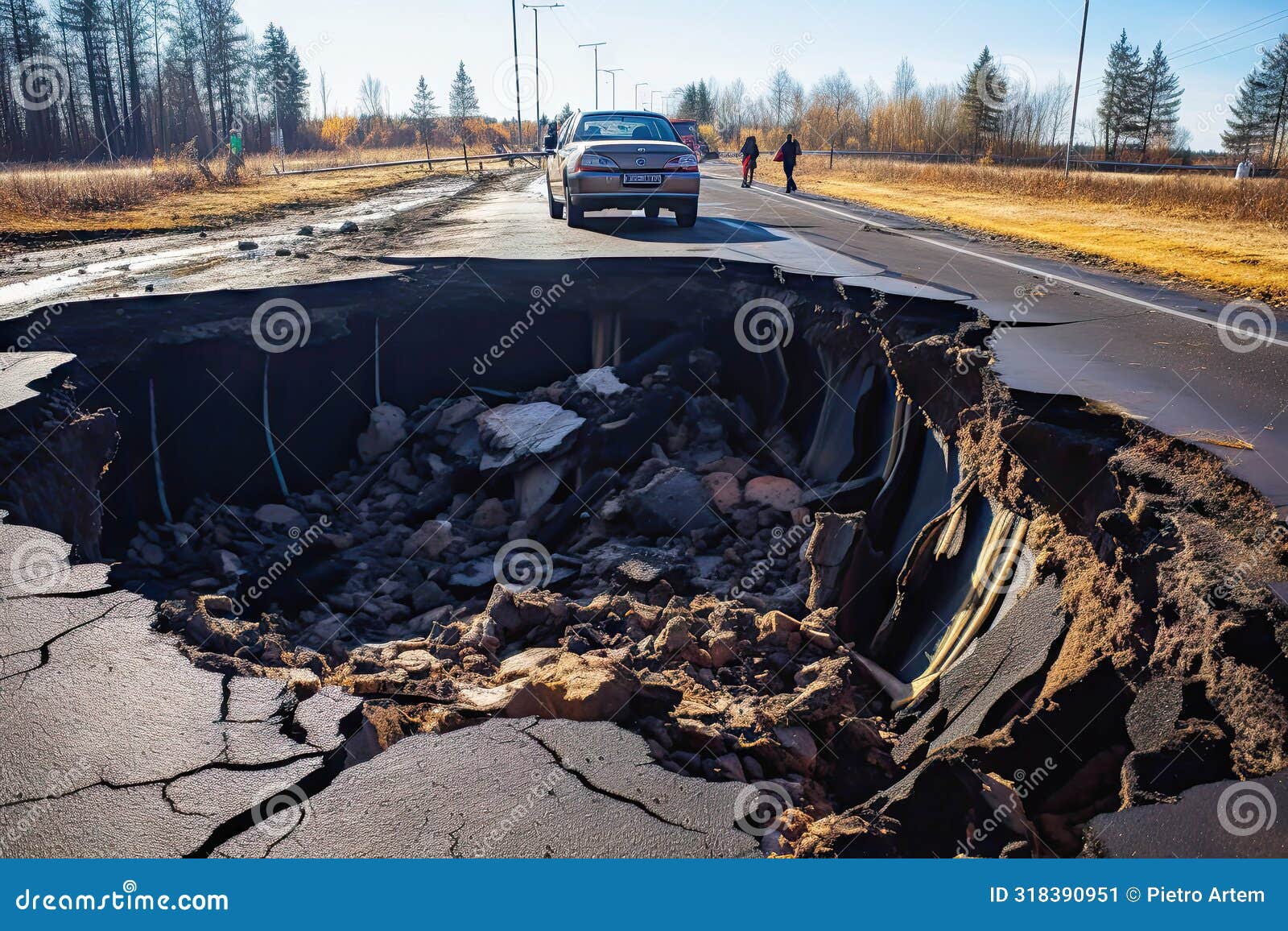 Damage in the Form of a Hole on the Road or Highw Stock Image - Image ...