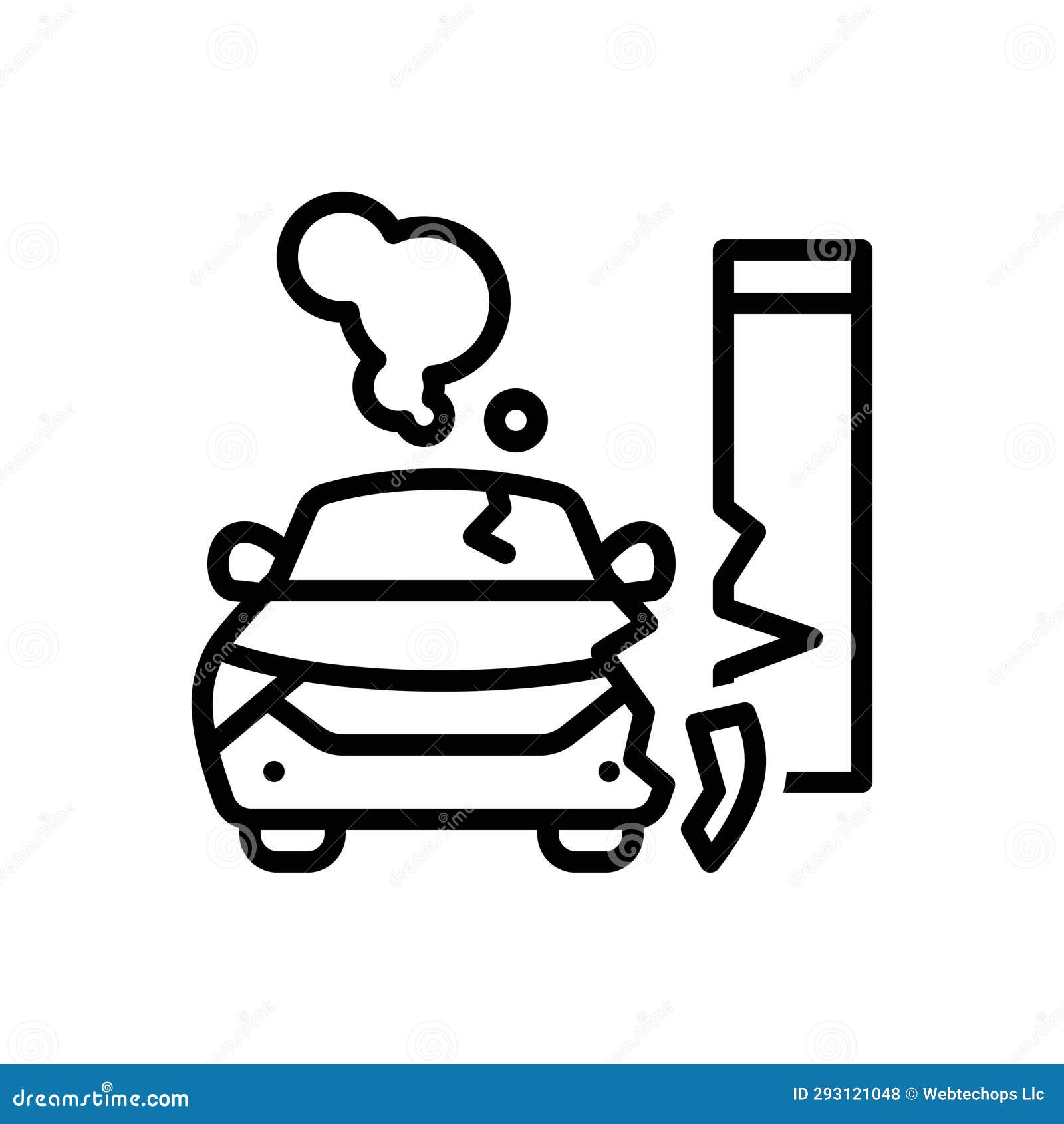 Black Line Icon for Damage, Accident and Broken Stock Illustration ...
