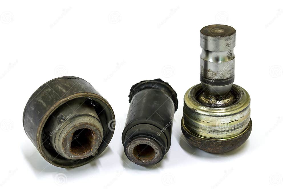 Damage Lower Arm Bushing and Ball Joint on White Background Stock Image ...