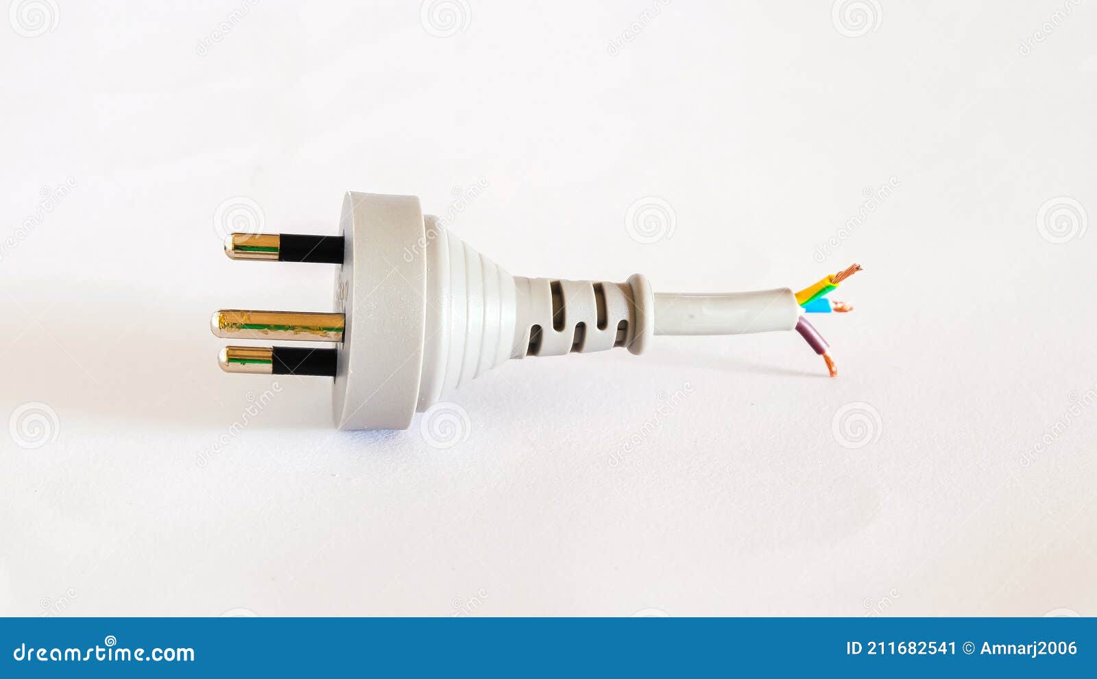 Damage Male Plug for Electricity Wire on White Stock Image - Image of ...