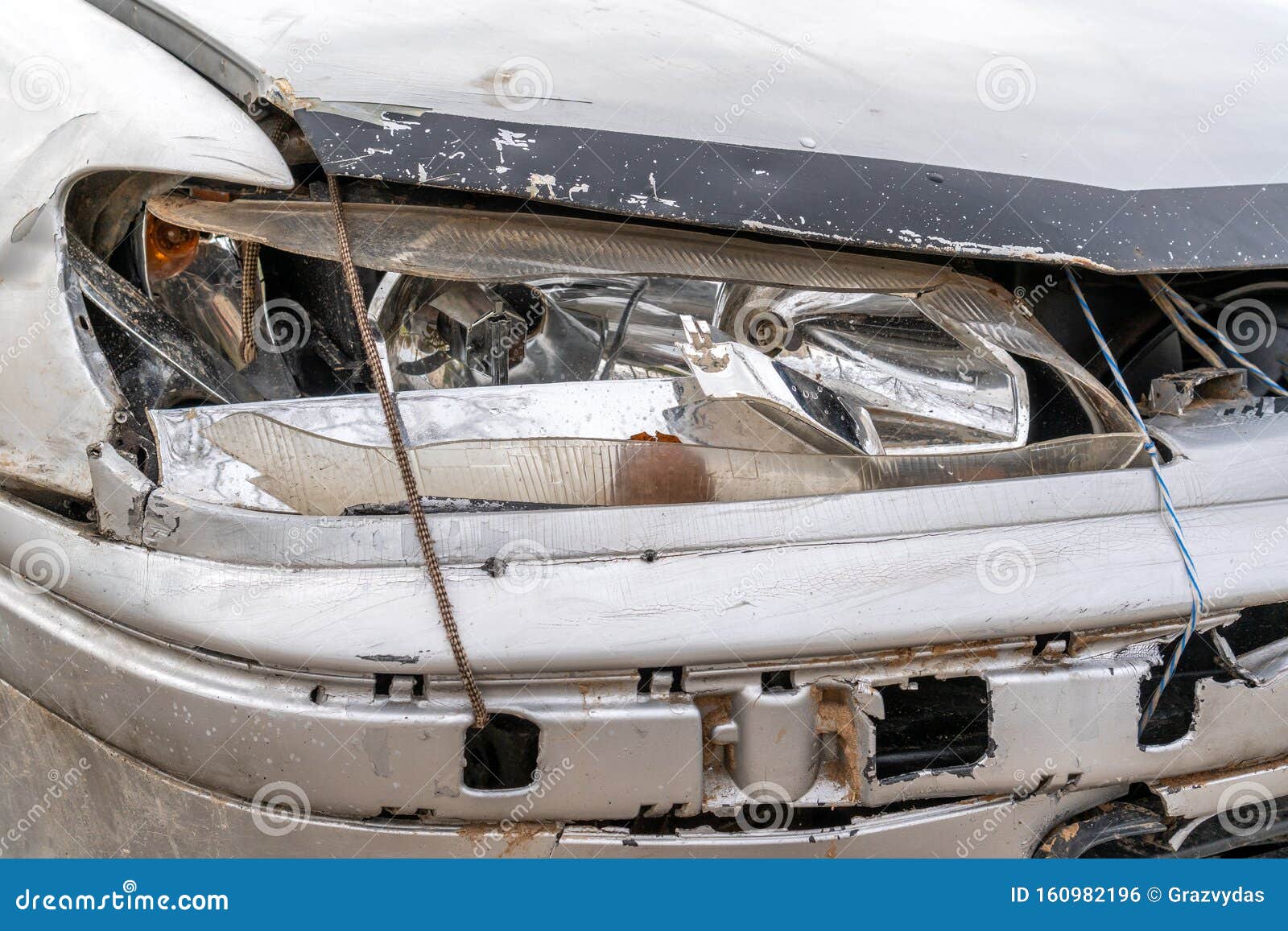 Damage of Car Lights from an Accident Stock Photo - Image of ...