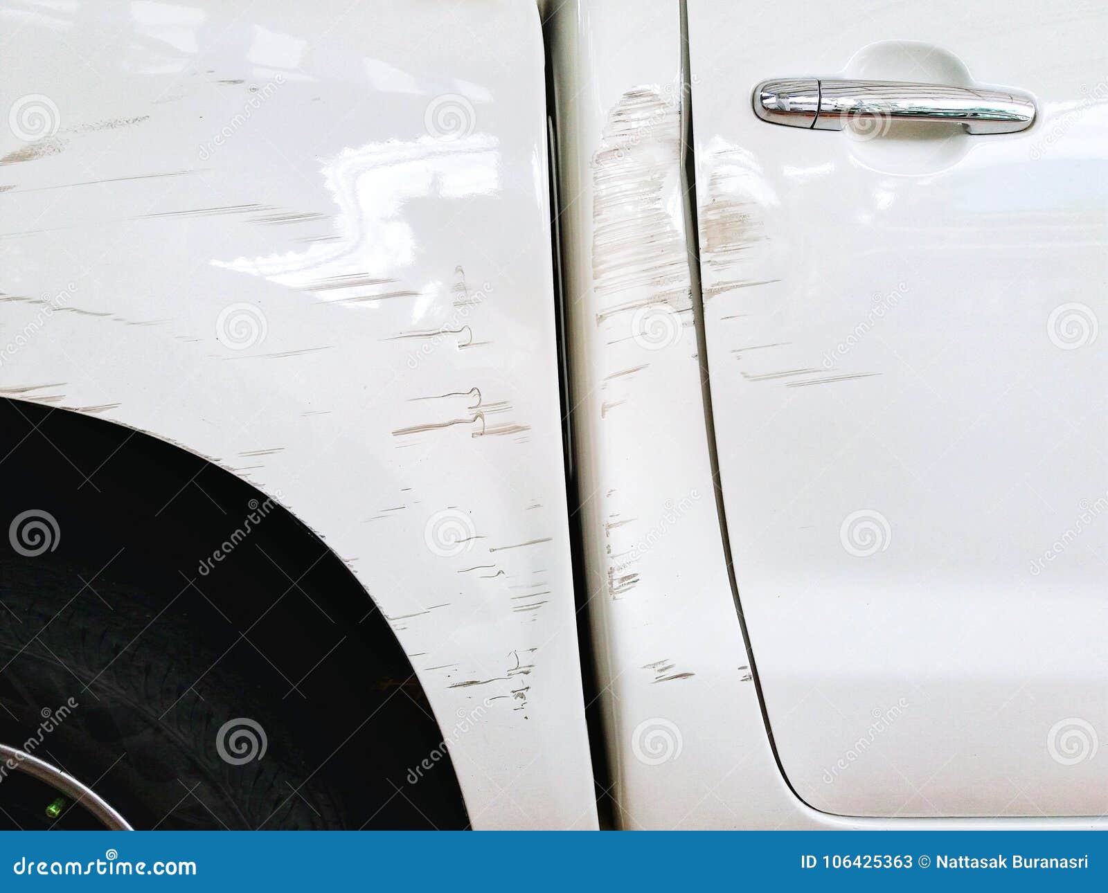 Damage and Scratched with White Car Stock Image - Image of crack ...