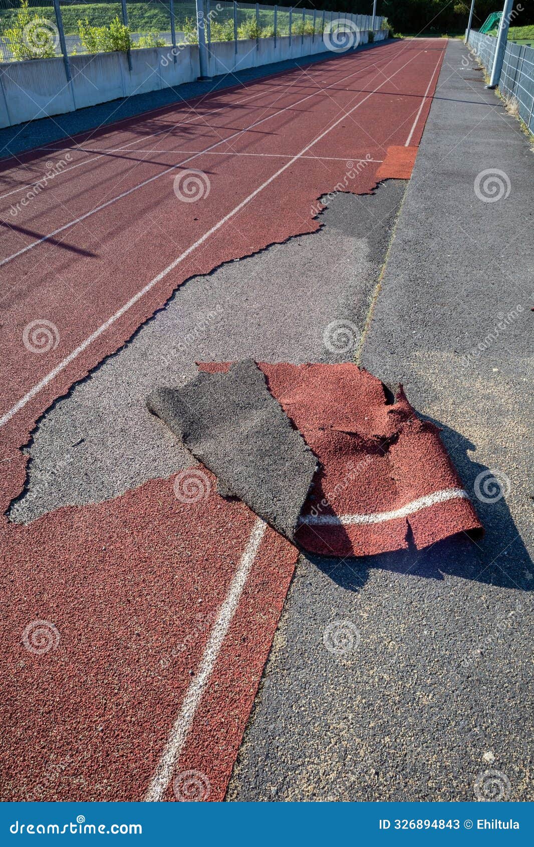 Damage on the Surface of Rubber Sport Track Outdoors Stock Image ...