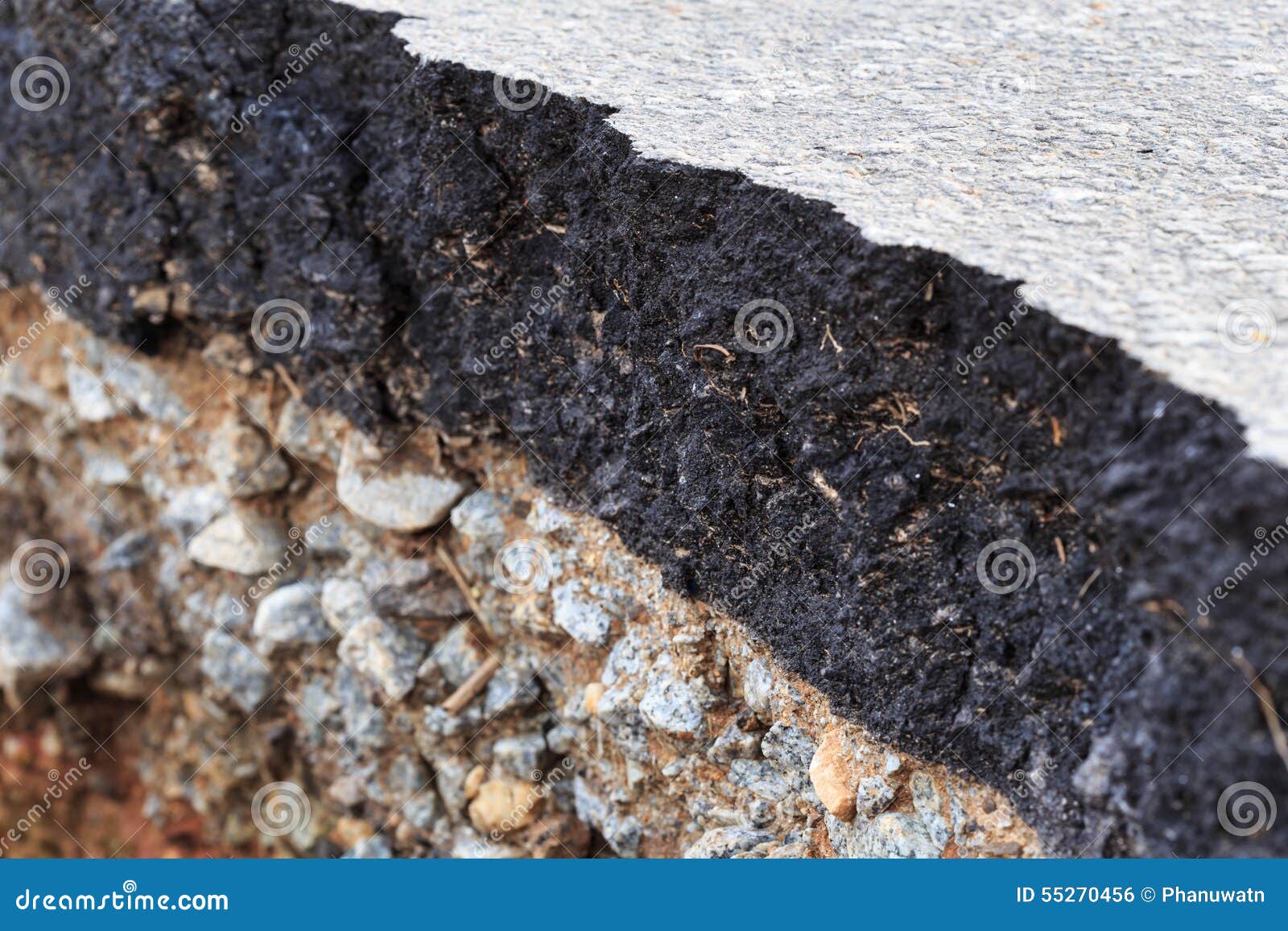 Damaged Asphalt. Layer of Clay that Were Eroded Stock Photo - Image of ...