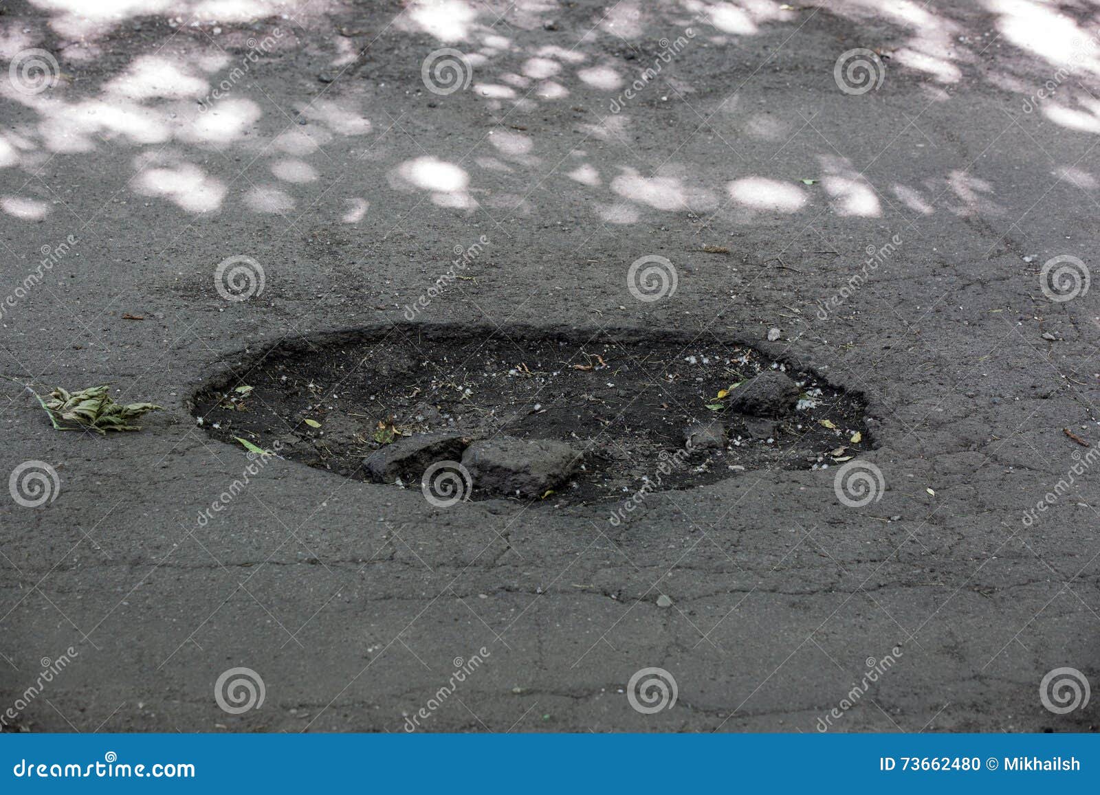 Damaged Asphalt Pavement Road with Pothole Stock Photo - Image of crack ...